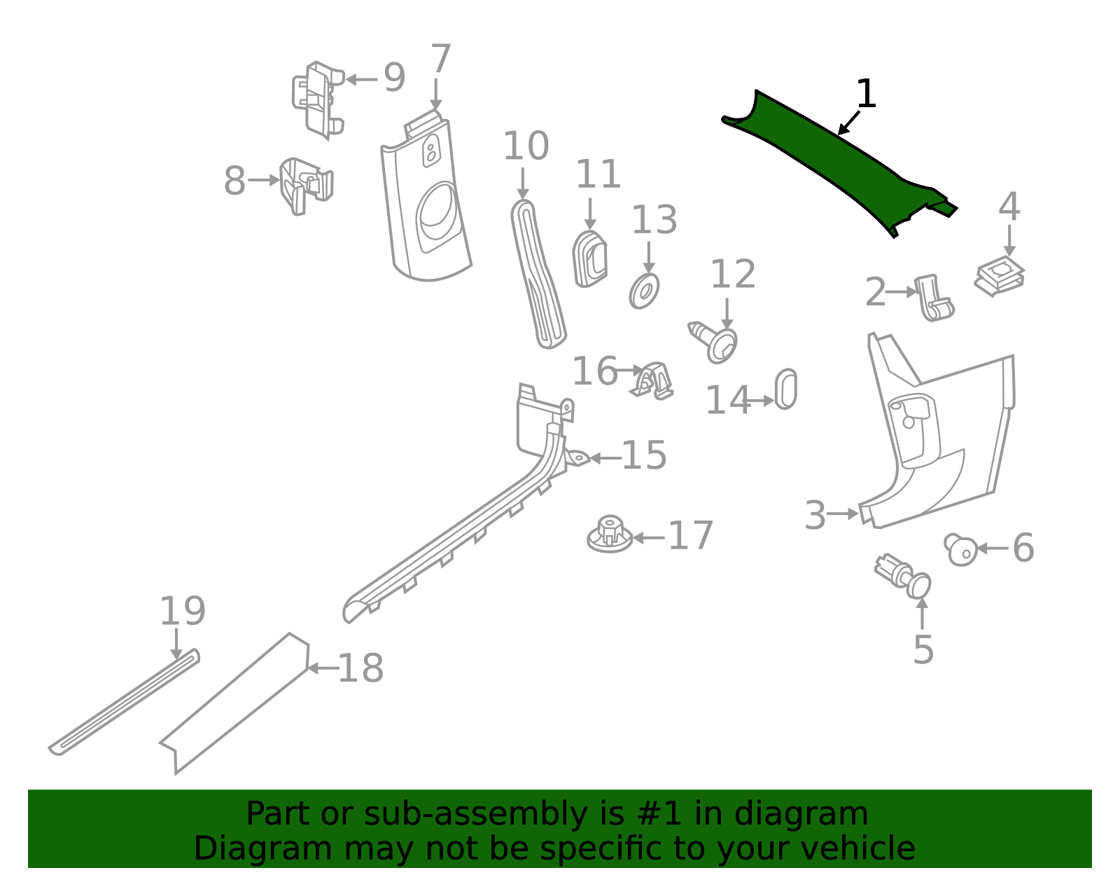 A-Pillar Trim Panel - OEM Interior Coverage 5C5-867-233-A-82V ...