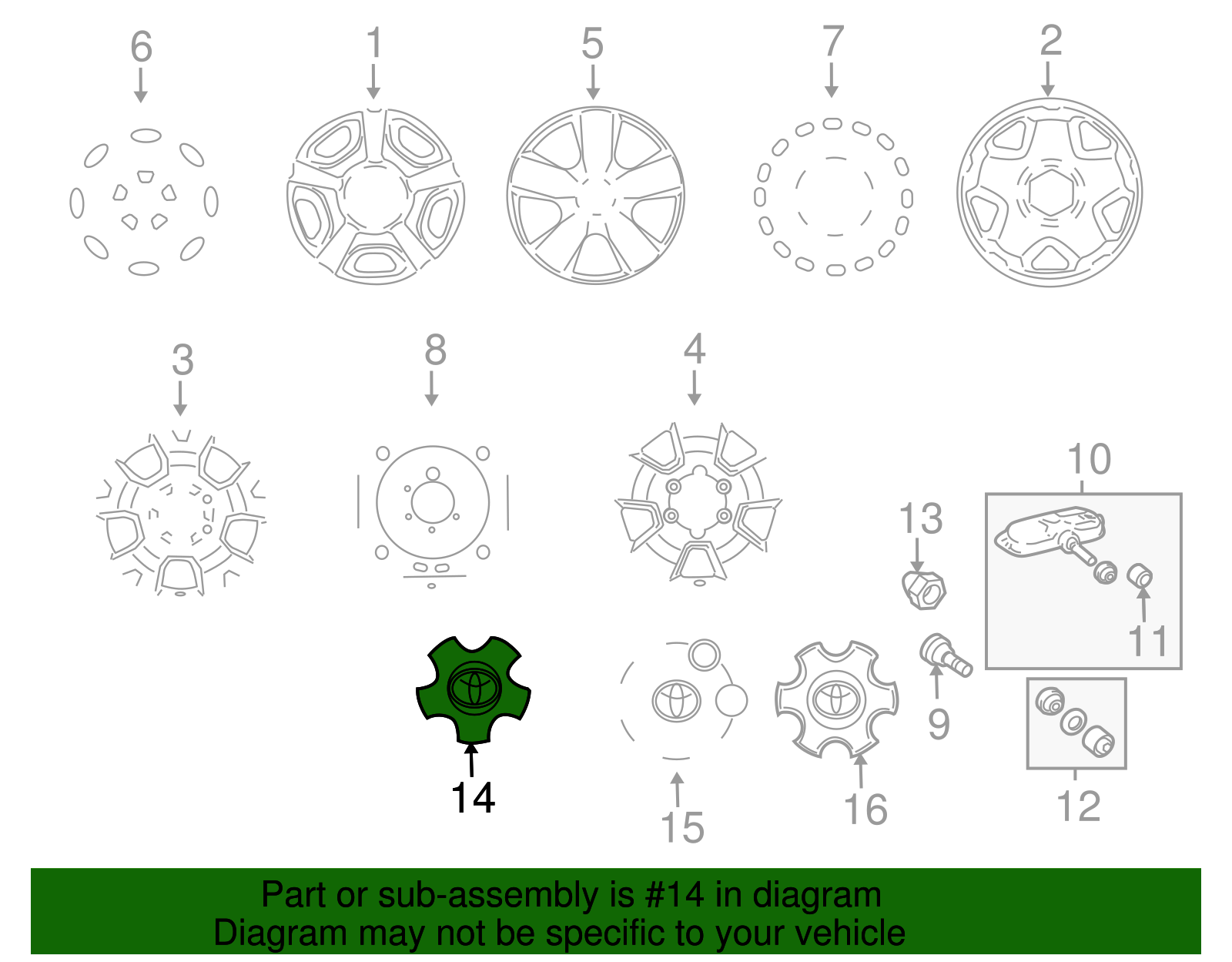 42603-AD030 - Center Cap - 2005-2015 Toyota Tacoma | Lithia Toyota Parts