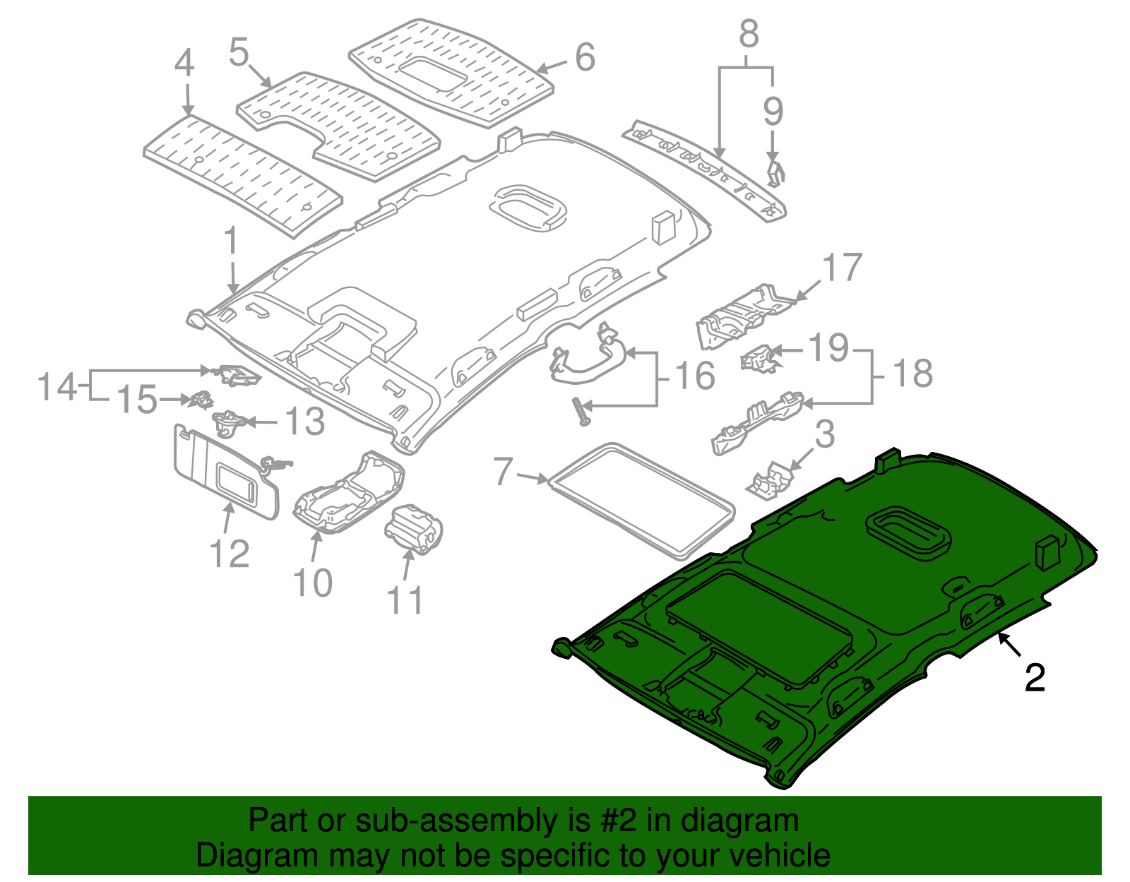 2010-2013 Volkswagen Headliner 5K3-867-502-B-BR2 | QuirkParts
