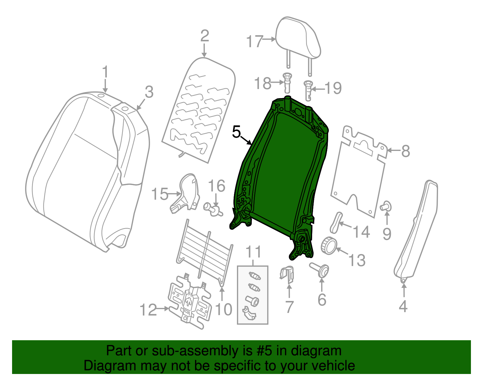 2015-2021 Volkswagen Seat Back Frame 5QM-881-045-F | vwpartscenter