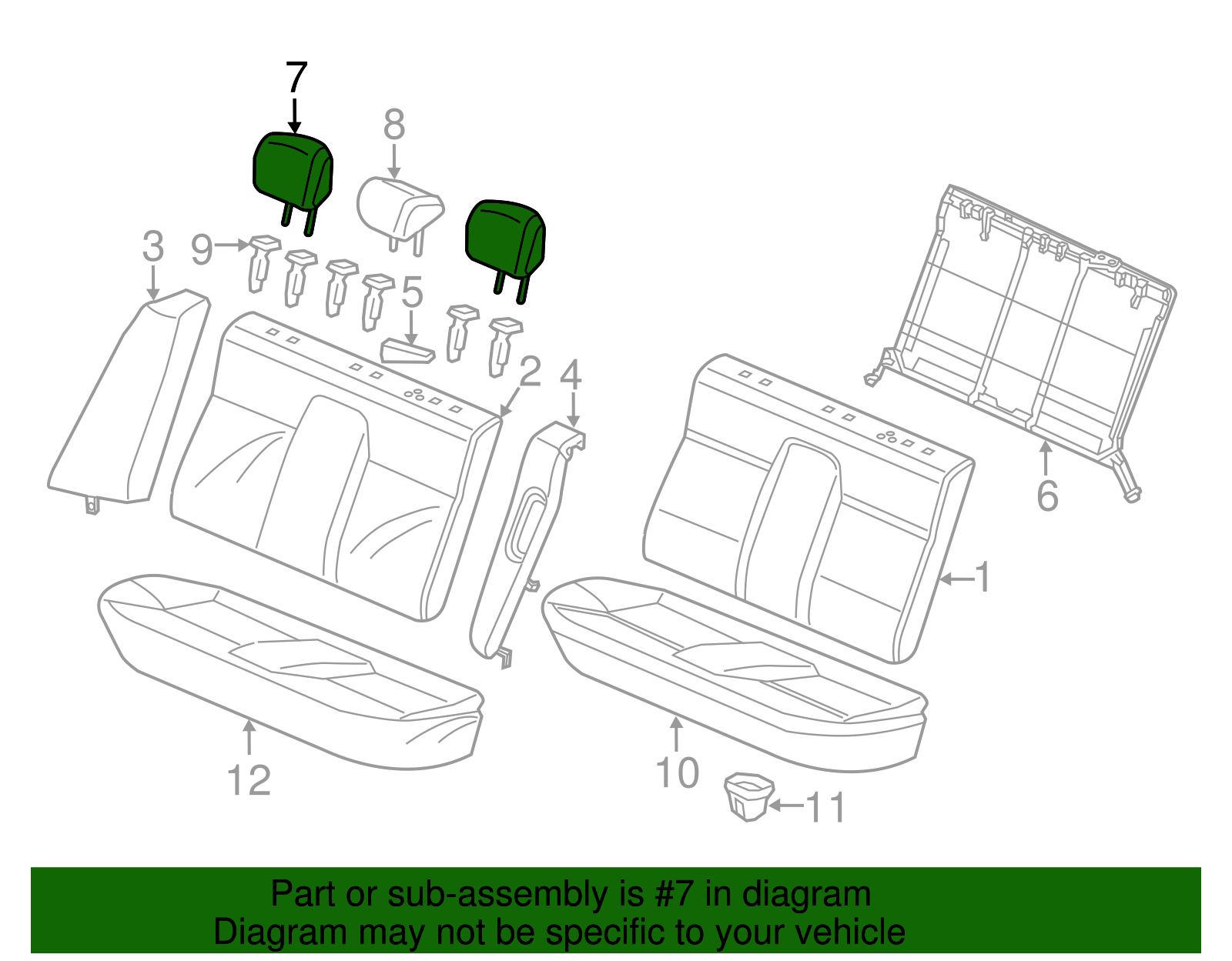 82140-TR3-A61ZB - 2012-2015 Honda Civic - Headrest Assembly Rear ...