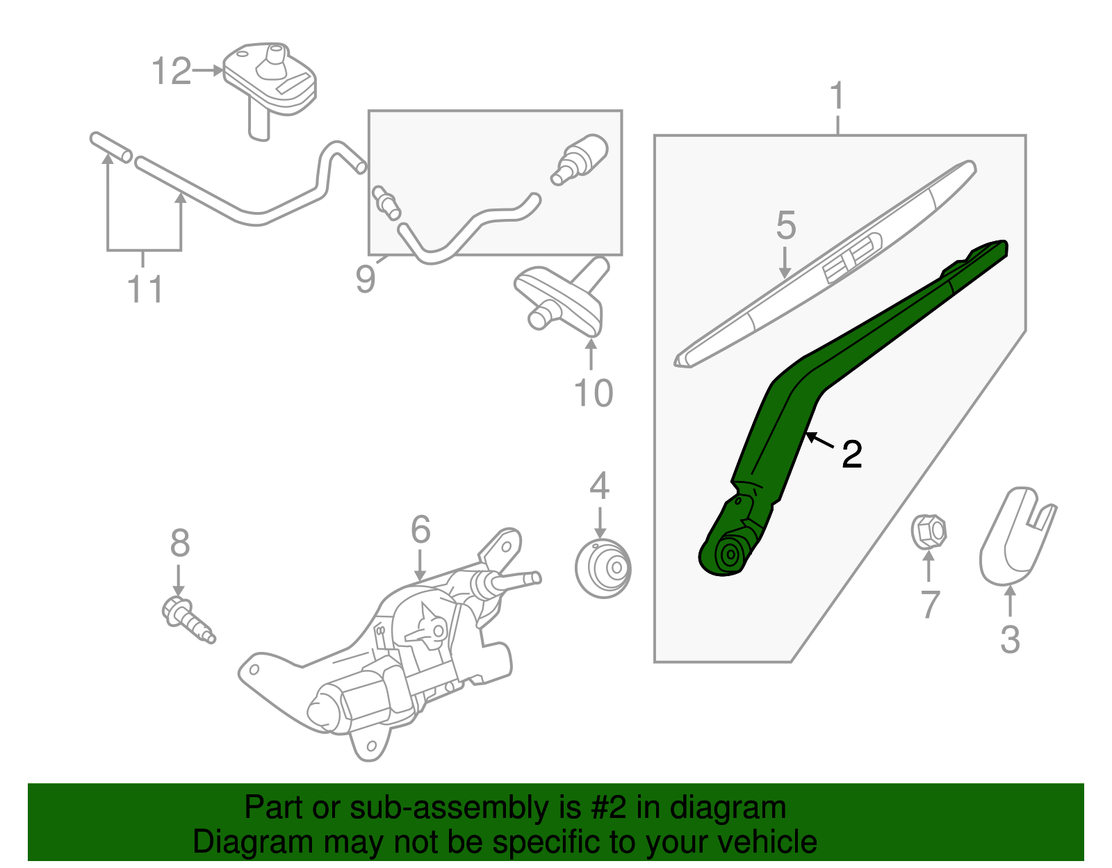 2014-2019 Nissan Versa Note Wiper Arm 28781-3WC0A | Nissan Parts Central