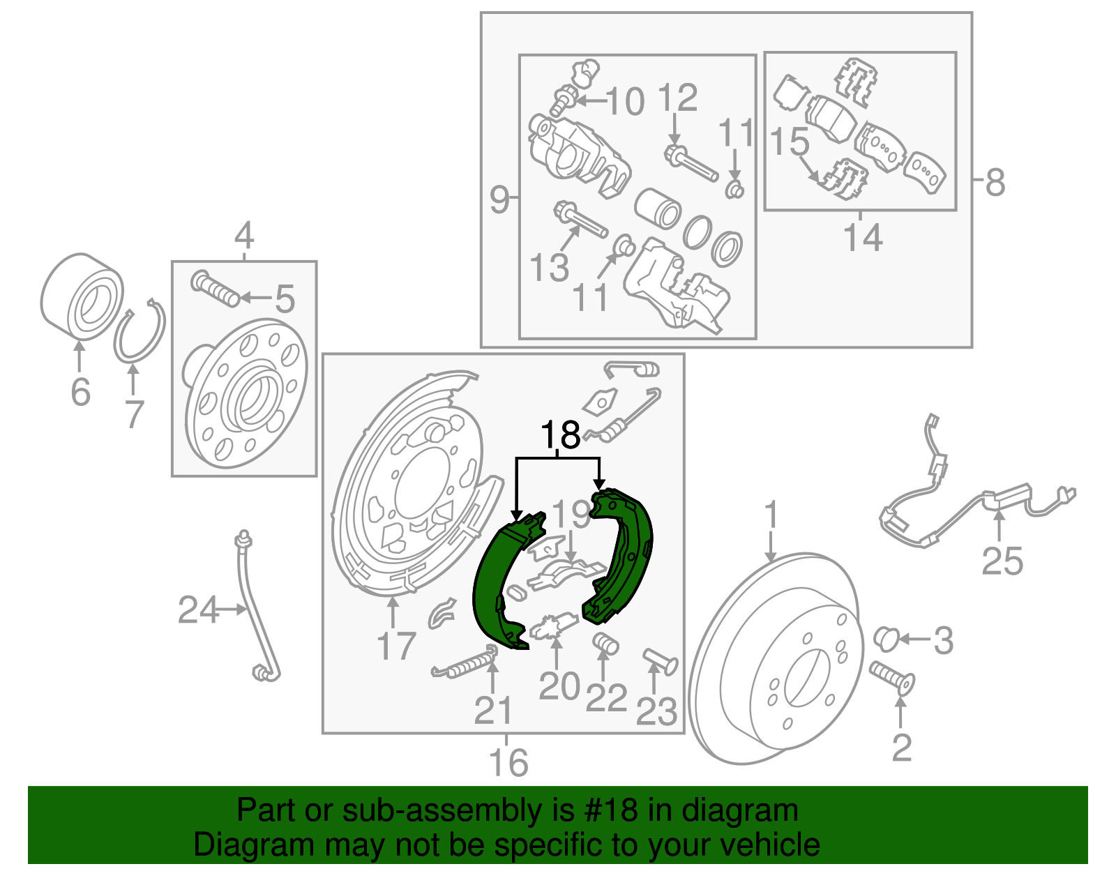 58305-2SA30 - Park Brake Shoes 2011-2016 Kia Sportage | Kia.Parts Store
