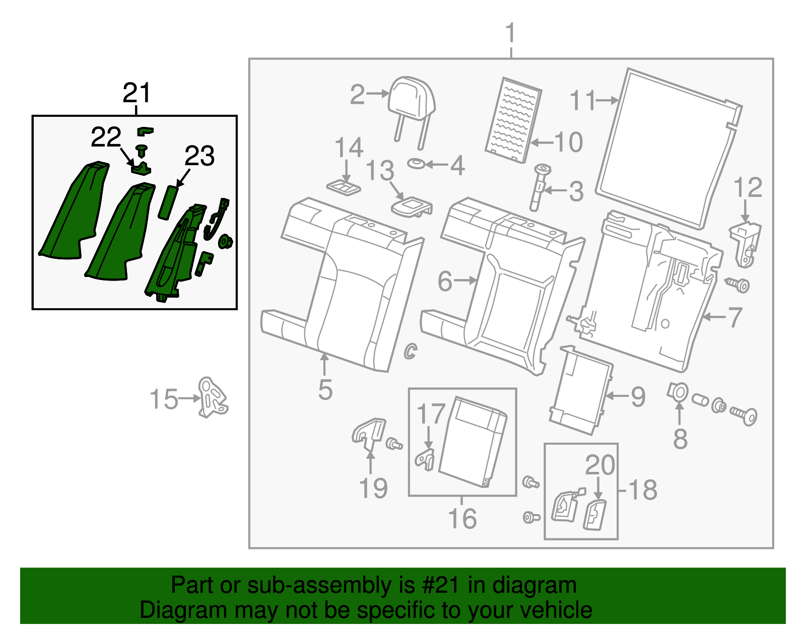 20931470 - Light Neutral Rear Driver Side Seat Back Bolster 2013 ...