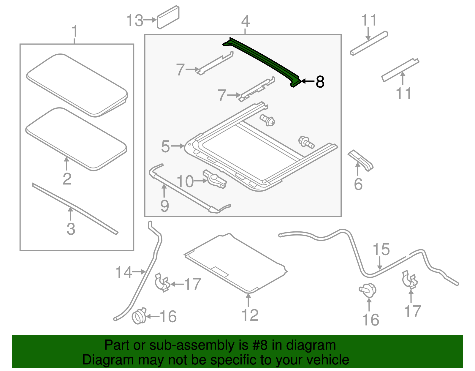 2017-2024 Nissan Armada Drip Rail 91360-1LA2B | Bill Kay Nissan Parts