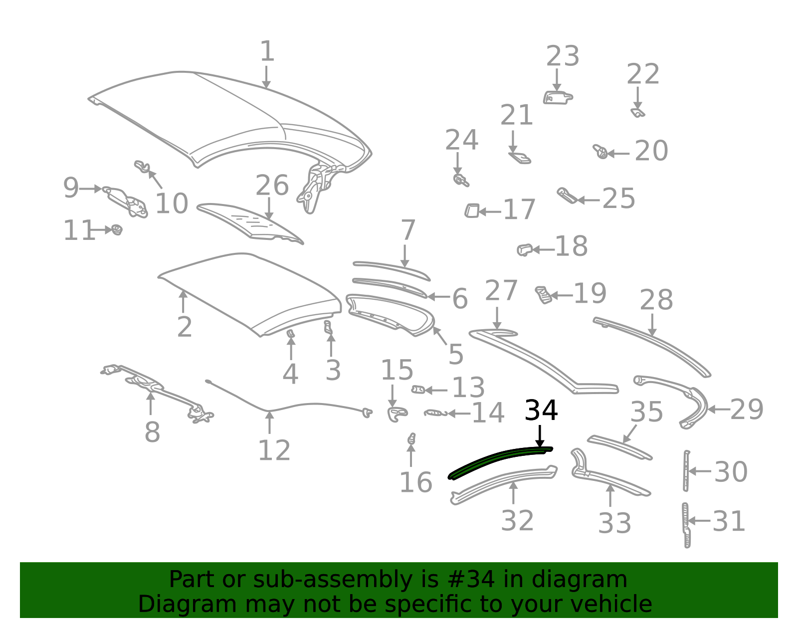 2307900566 - Mercedes-Benz Side Seal Retainer Strip 2003-2012 Mercedes ...