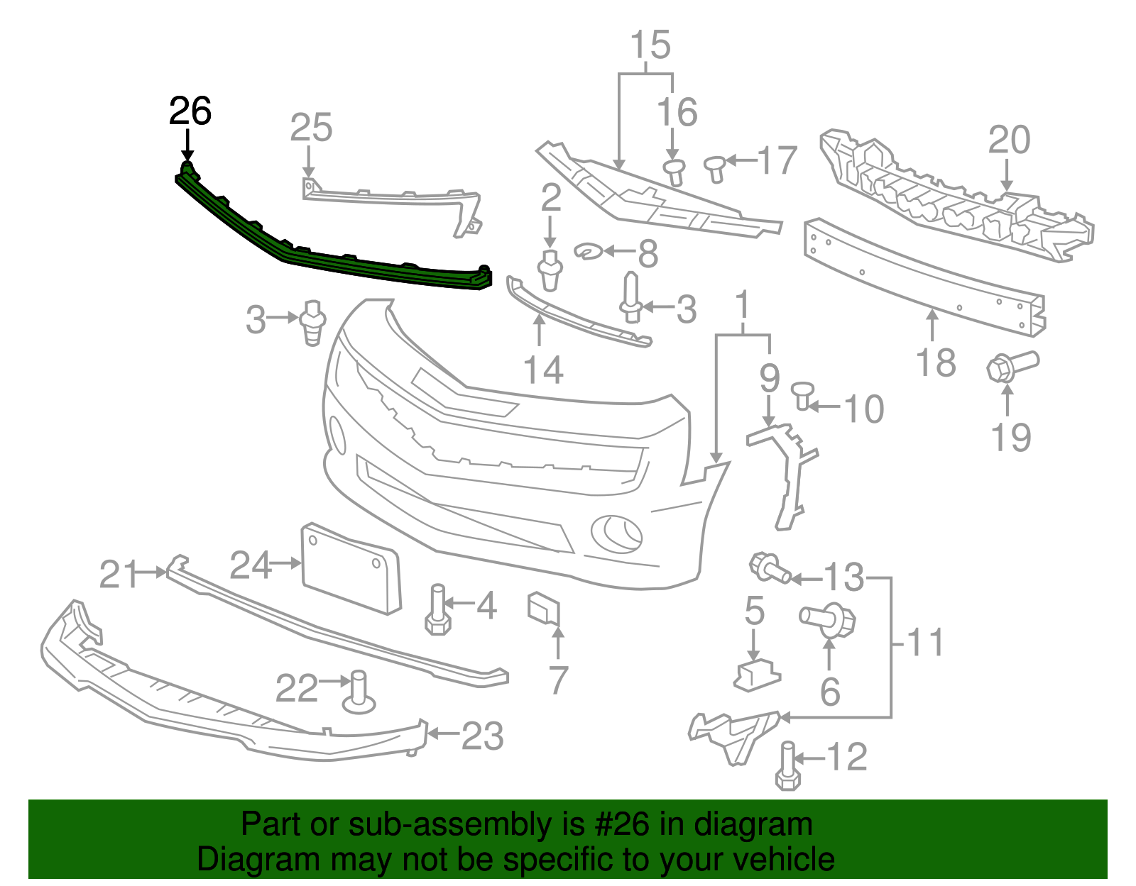 2014-2015 Chevrolet Camaro Front Grille Opening Bezel 22829525 GM ...