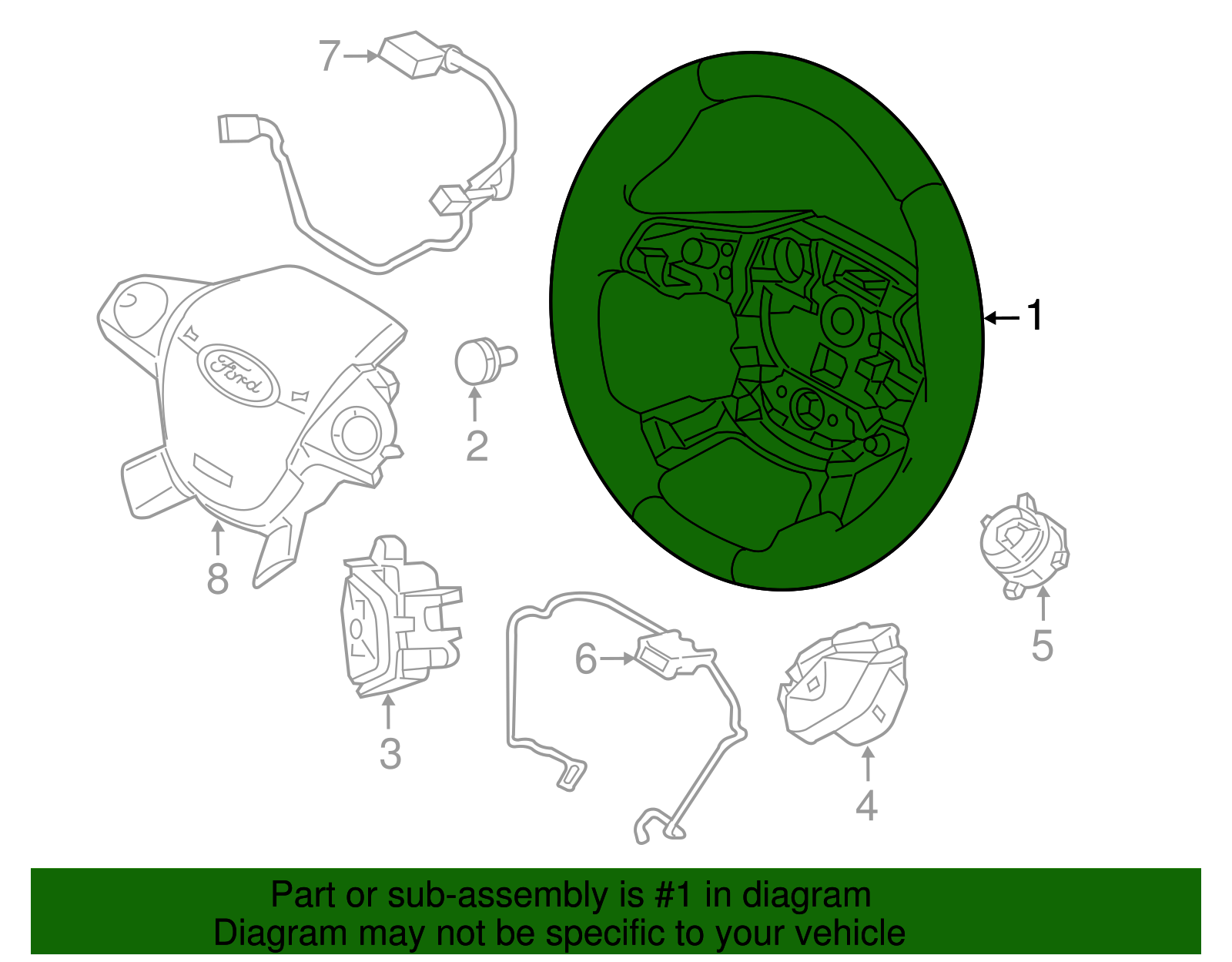 2012-2014 Ford Focus | Steering Wheel | CV6Z-3600-TA | Walls' Ford Parts
