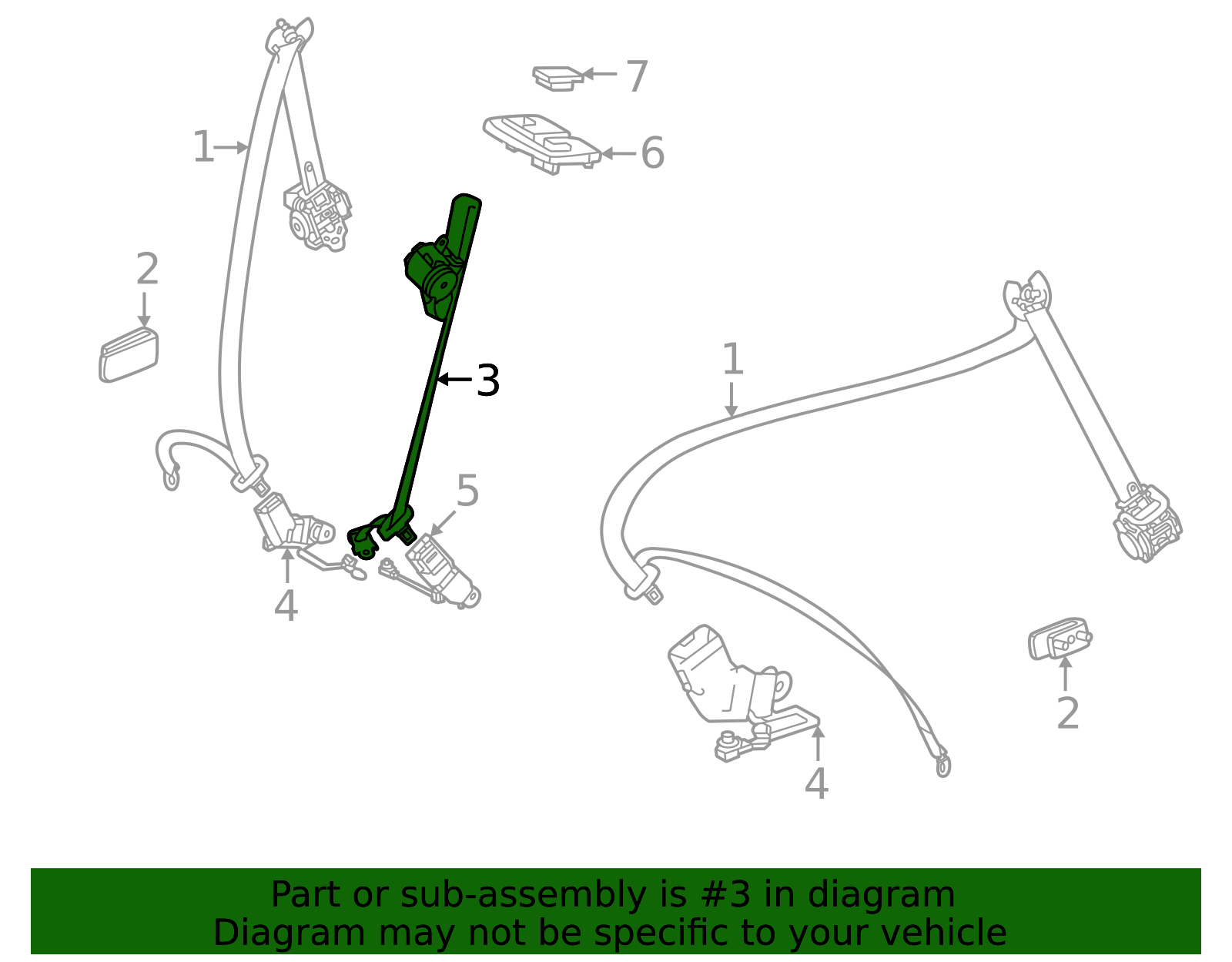 2023-2025 Toyota Sequoia Lap & Shoulder Belt 73350-0C050-C0 | Toyota ...