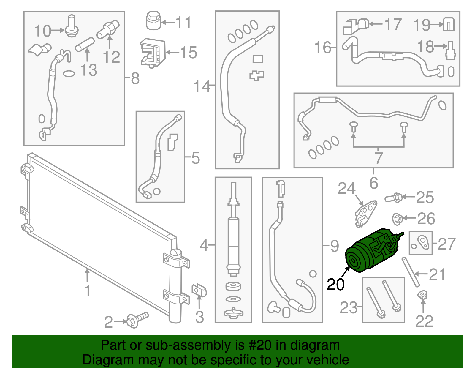 2012-2015 Ford Edge | A/C Compressor | CT4Z-19703-C | Walls' Ford Parts