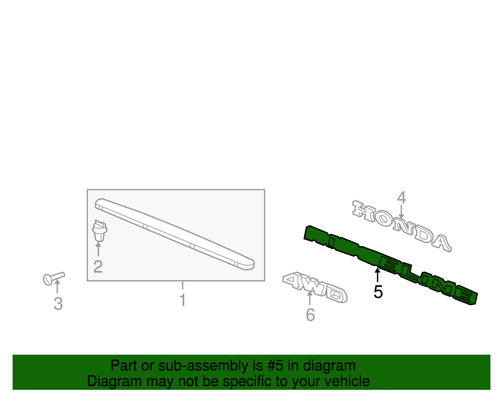 75719-SJC-A00 - 2006-2008 Honda Ridgeline - Emblem Rear (4WD) | Honda Parts Guys