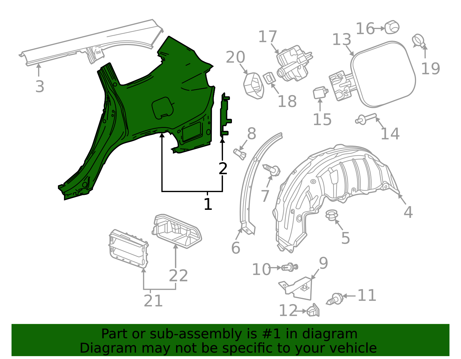 Genuine Official Toyota Quarter Panel part# 61018-0E020 for 2020-2025 ...