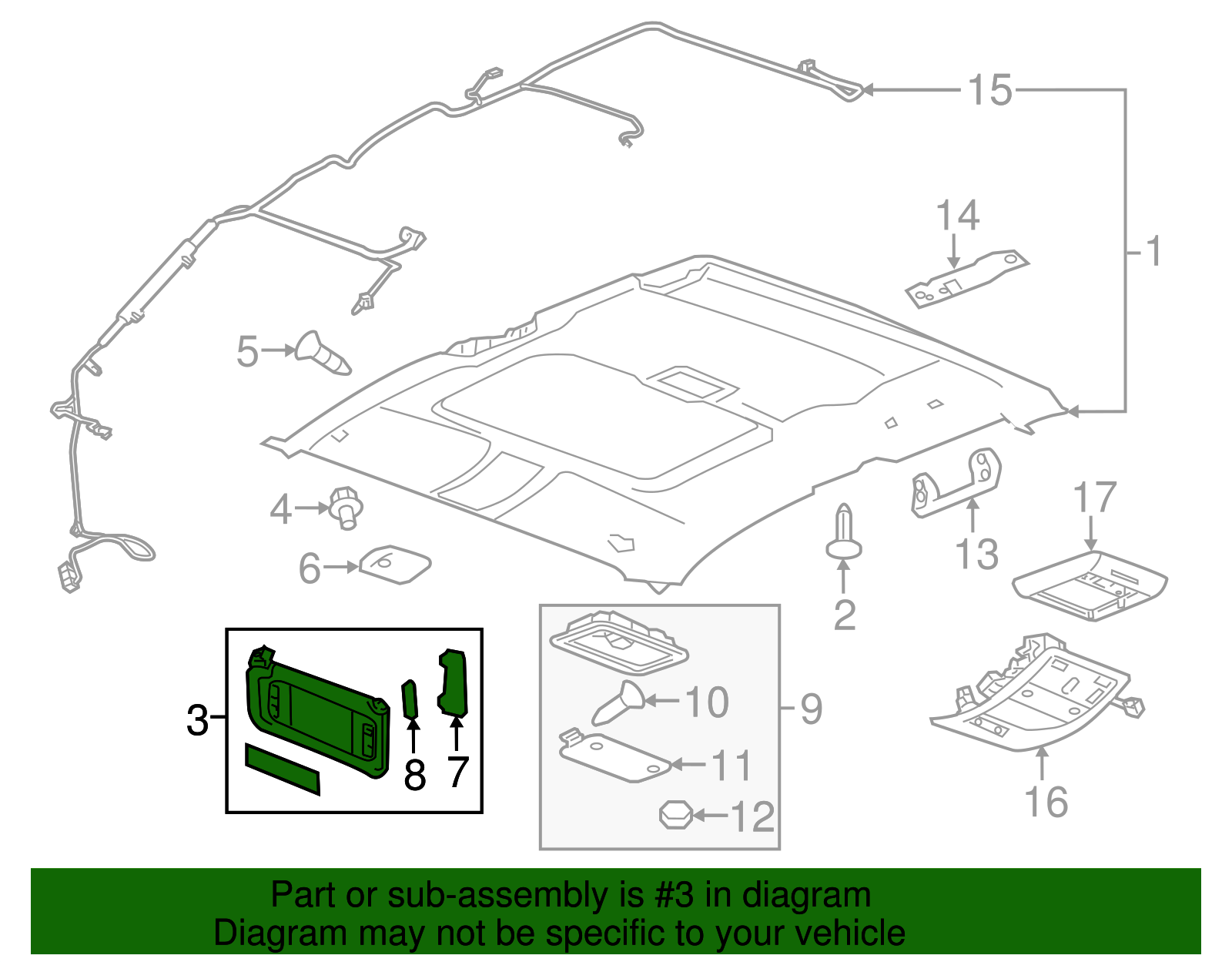 2007-2014 GM Sun Visor - Driver's Side (LH) 22850306 | GetOEMParts.com