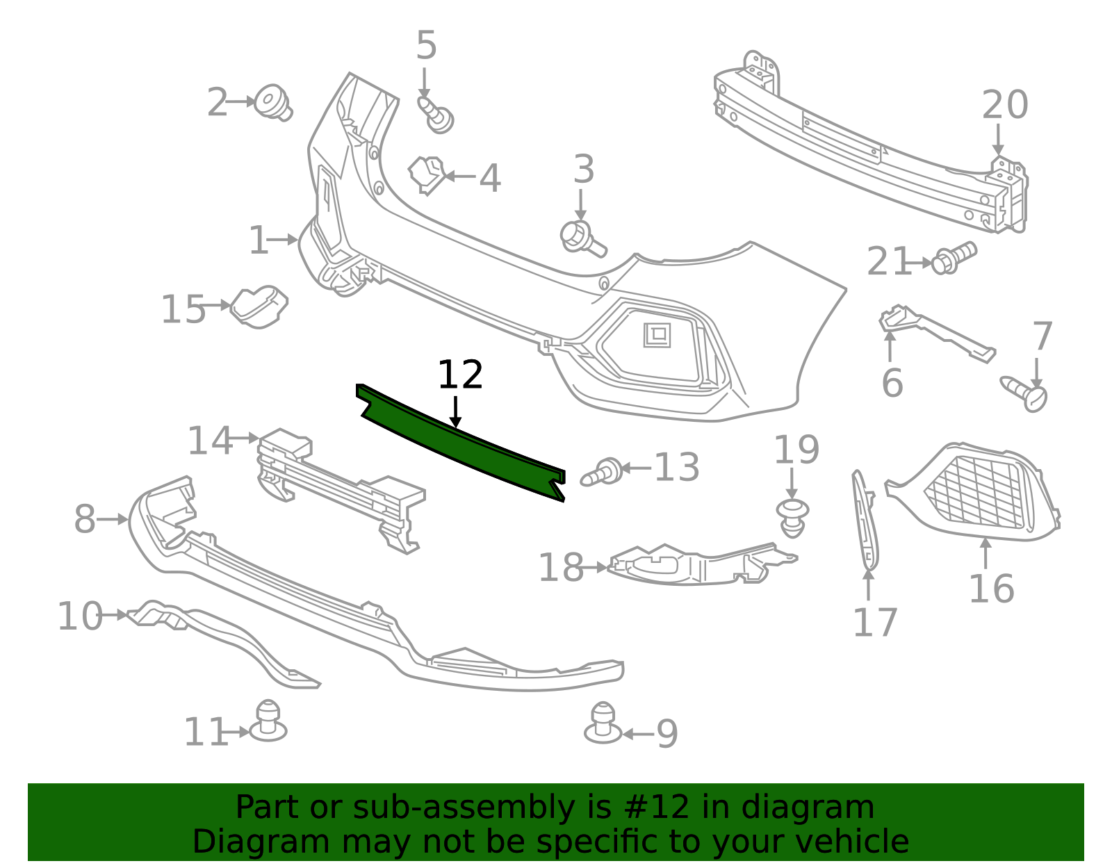 71507-TGG-A00 - Garnish Rear Bumper Center - 2017-2020 Honda Civic ...