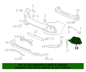 71503-TGG-A00 - Garnish R Rear Bumper Side - 2017-2019 Honda Civic ...