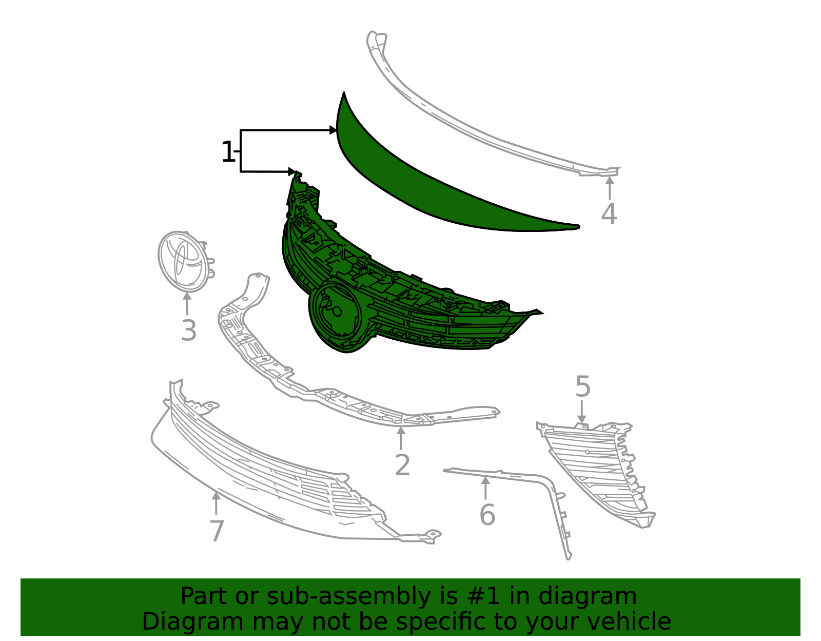2019-2020 Toyota Mirai Grille Assembly 53101-62901-C0 | Sparks Parts