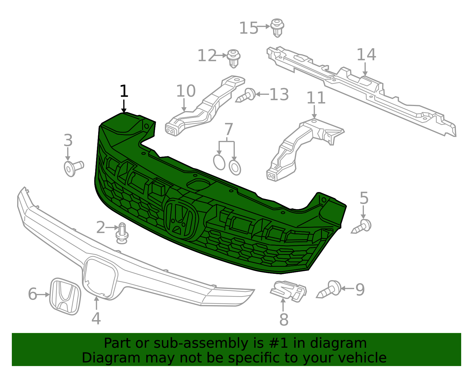 2012 Honda Civic Grille 71121-TR7-A01 | OEM Parts Online