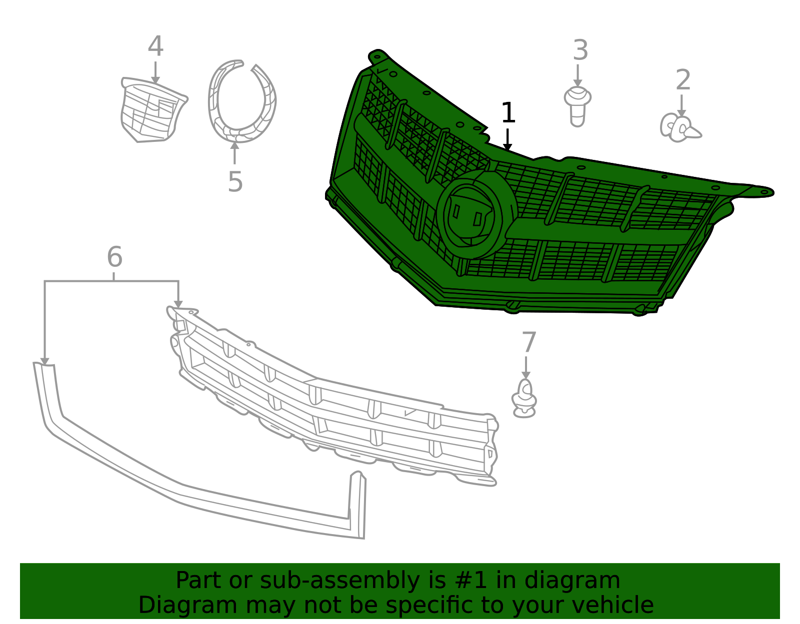 2010-2012 Cadillac SRX Front Upper Grille 25778321 GM | GMPartsDirect.com
