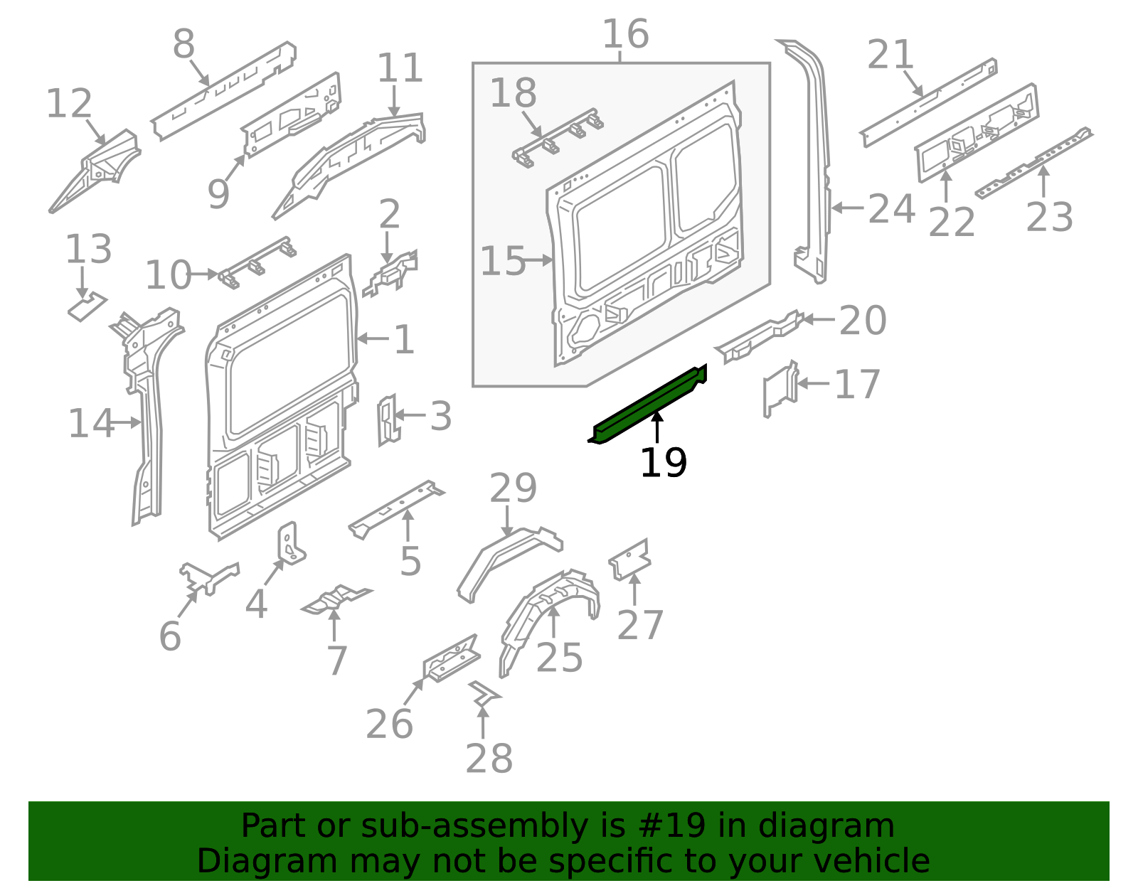 2015-2019 Ford | Center Reinforced | BK3Z-6128409-E | Walls' Ford Parts