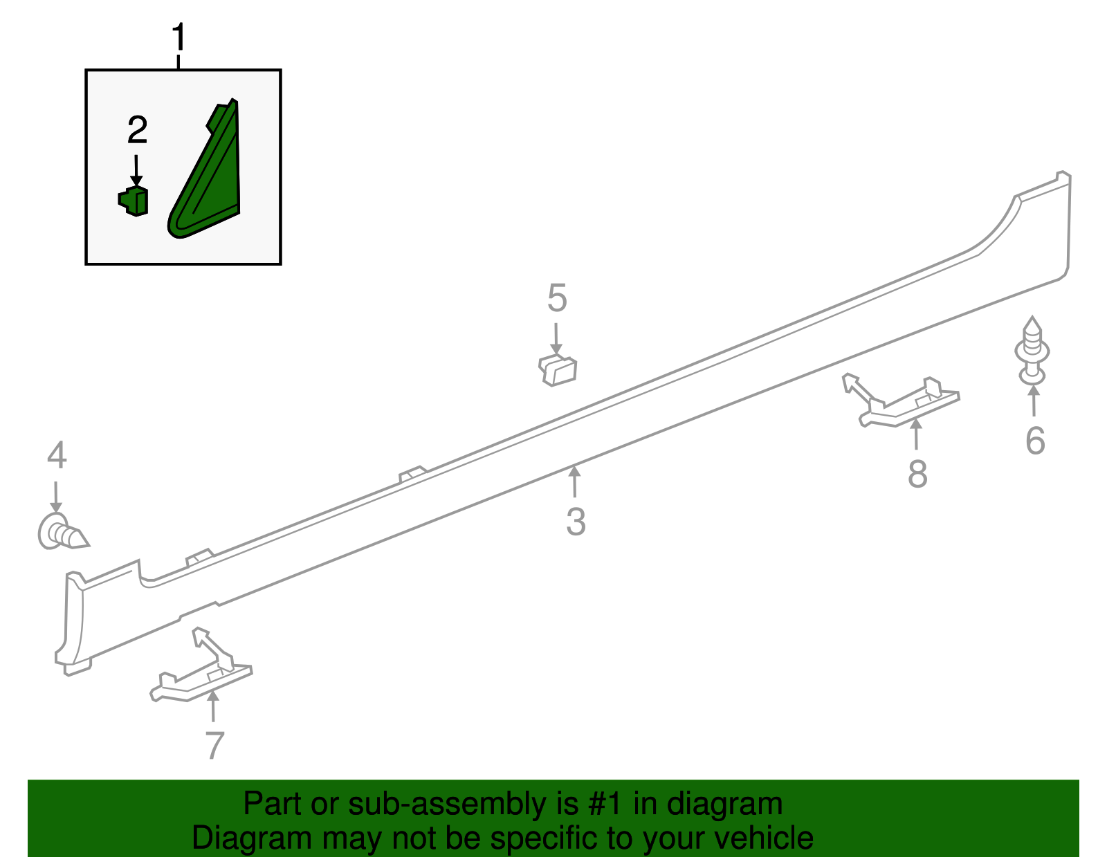 2011-2016 Chevrolet Upper Molding - Driver's Side (LH) 95486483 ...