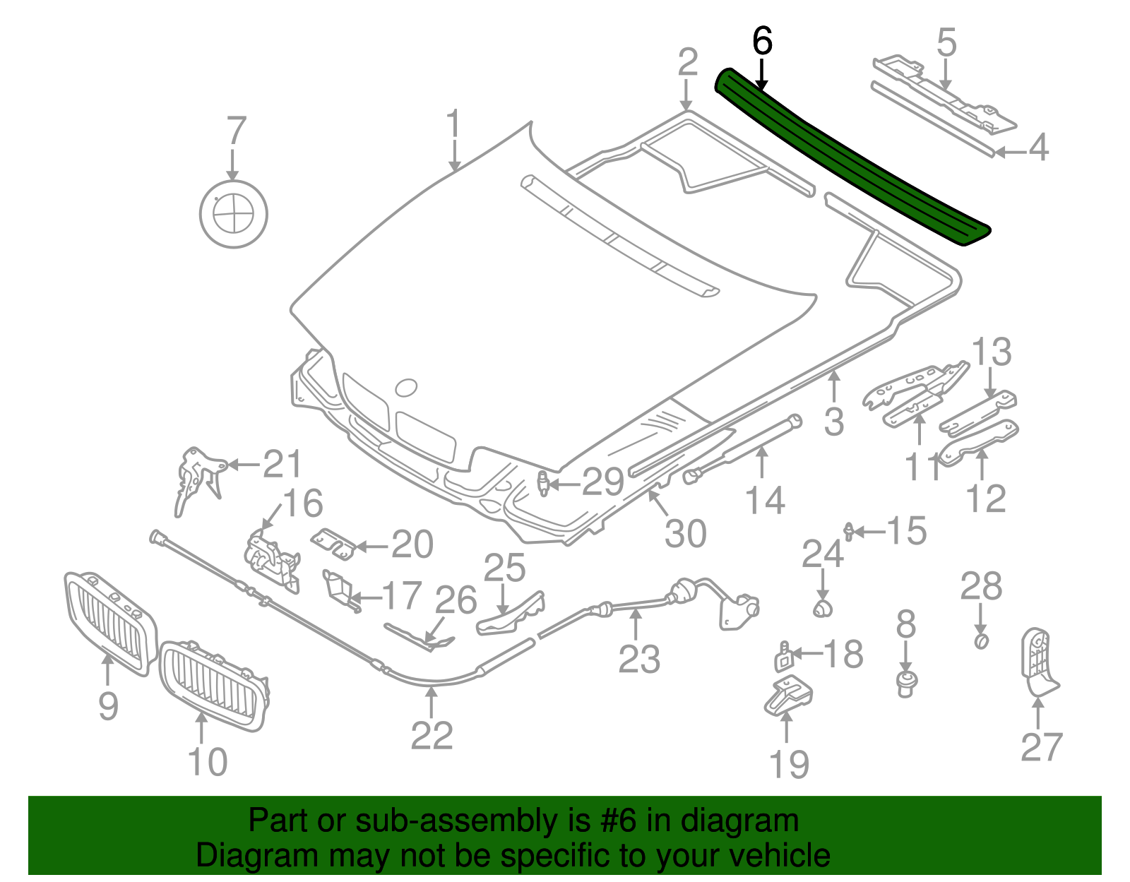 51138185824 - 1995-2001 BMW Cowl Grille (51-13-8-185-824) | BMW of ...