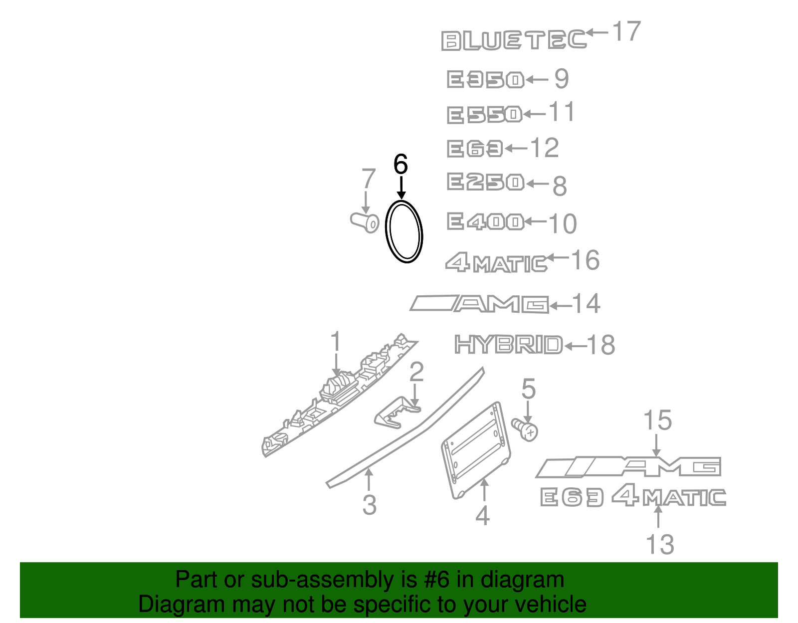 212-817-00-16 - Deck Lid Emblem 2010-2016 Mercedes-Benz | Mercedes-Benz ...