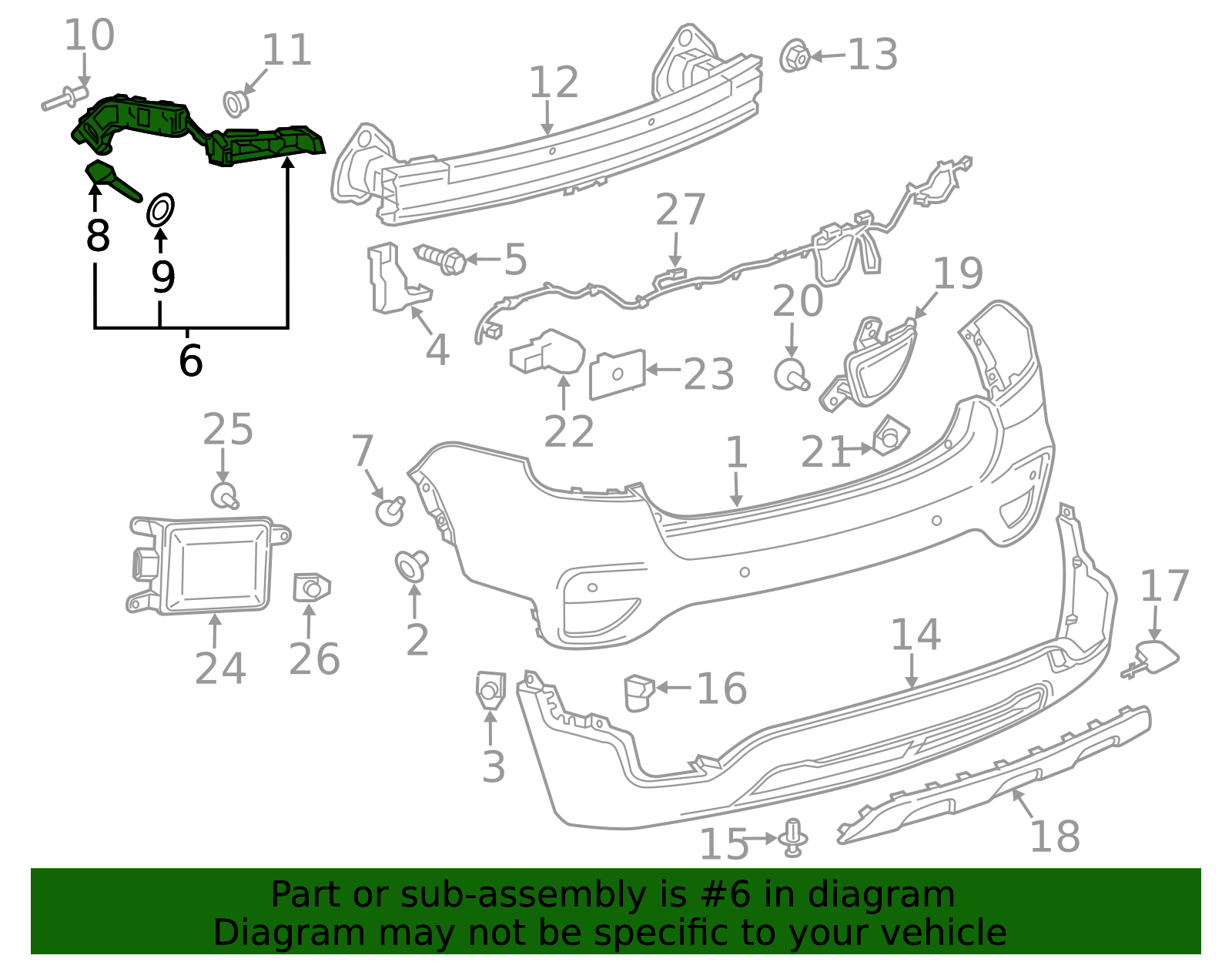 2015-2022 Chevrolet Trax Rear Driver Side Bumper Fascia Guide 95430135 ...