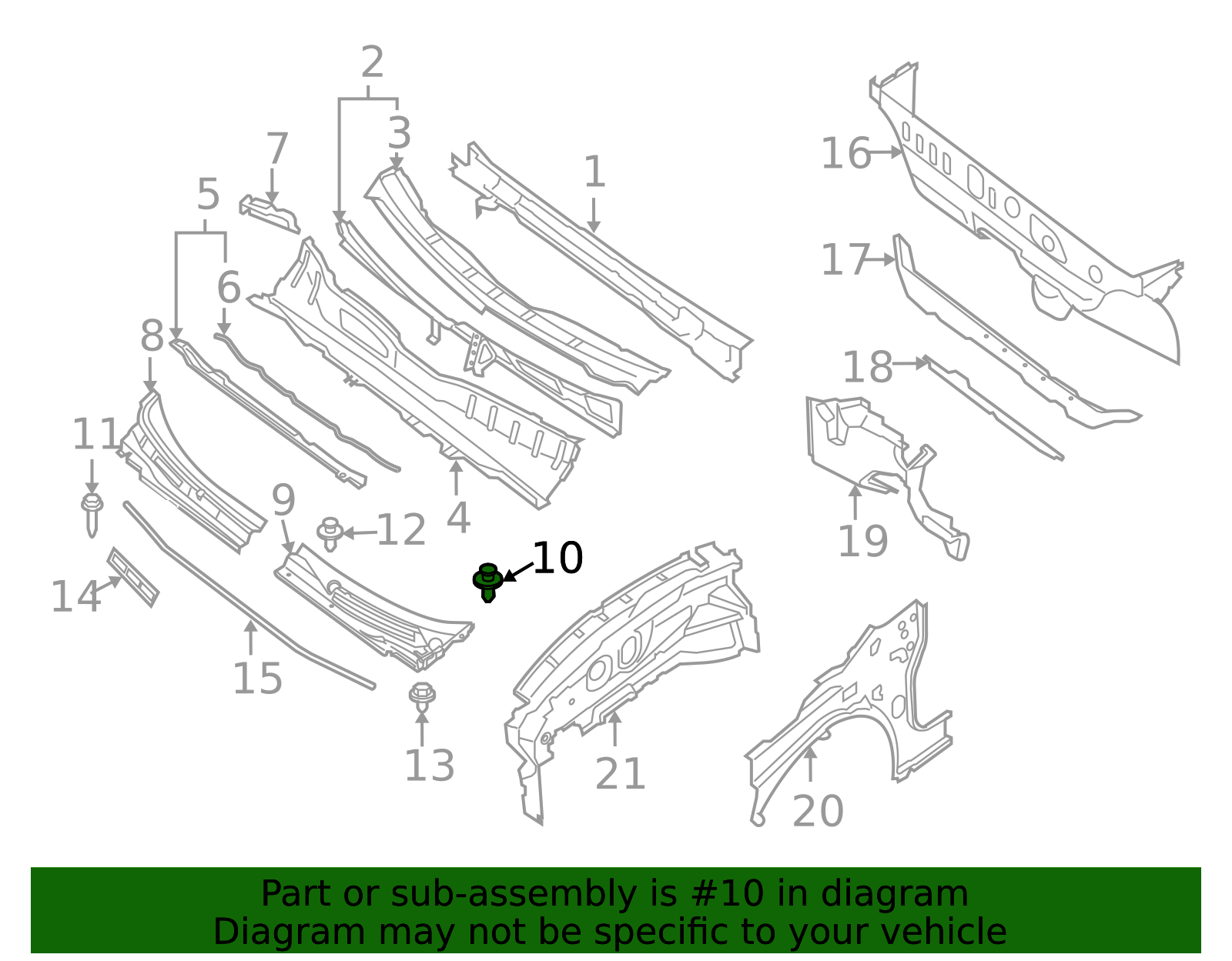 1995-2025 Nissan Cowl Grille Clip 66820-61U00 | Parts for Nissans