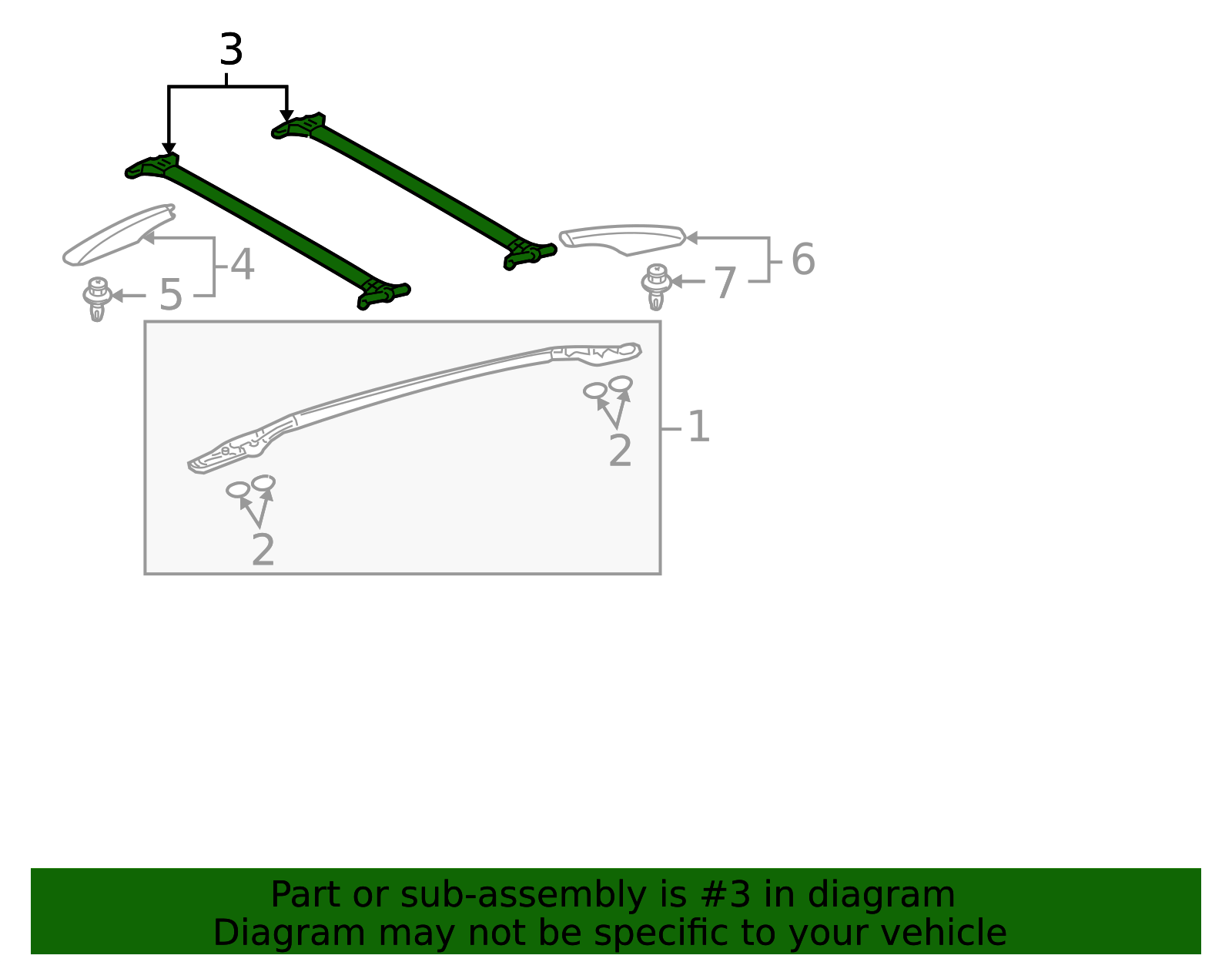 63409-0E011 - High-Quality Roof Luggage Carrier Cross Rail for 2004 ...