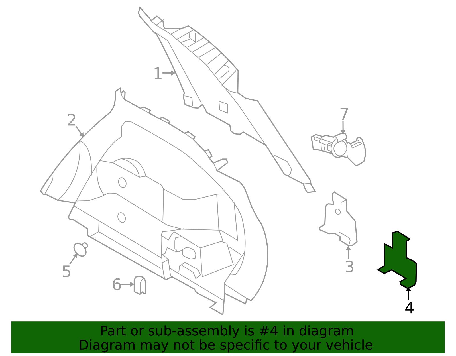 84963-4CL1A - Lower Quarter Trim Rear Bracket 2014-2020 Nissan Rogue ...