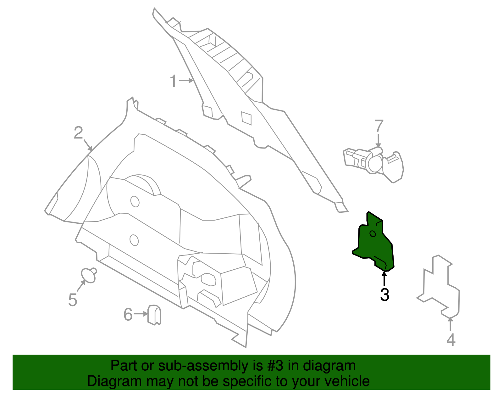 84963-5HA0A - 2015-2020 Nissan Rogue - Lower Quarter Trim Front Bracket ...