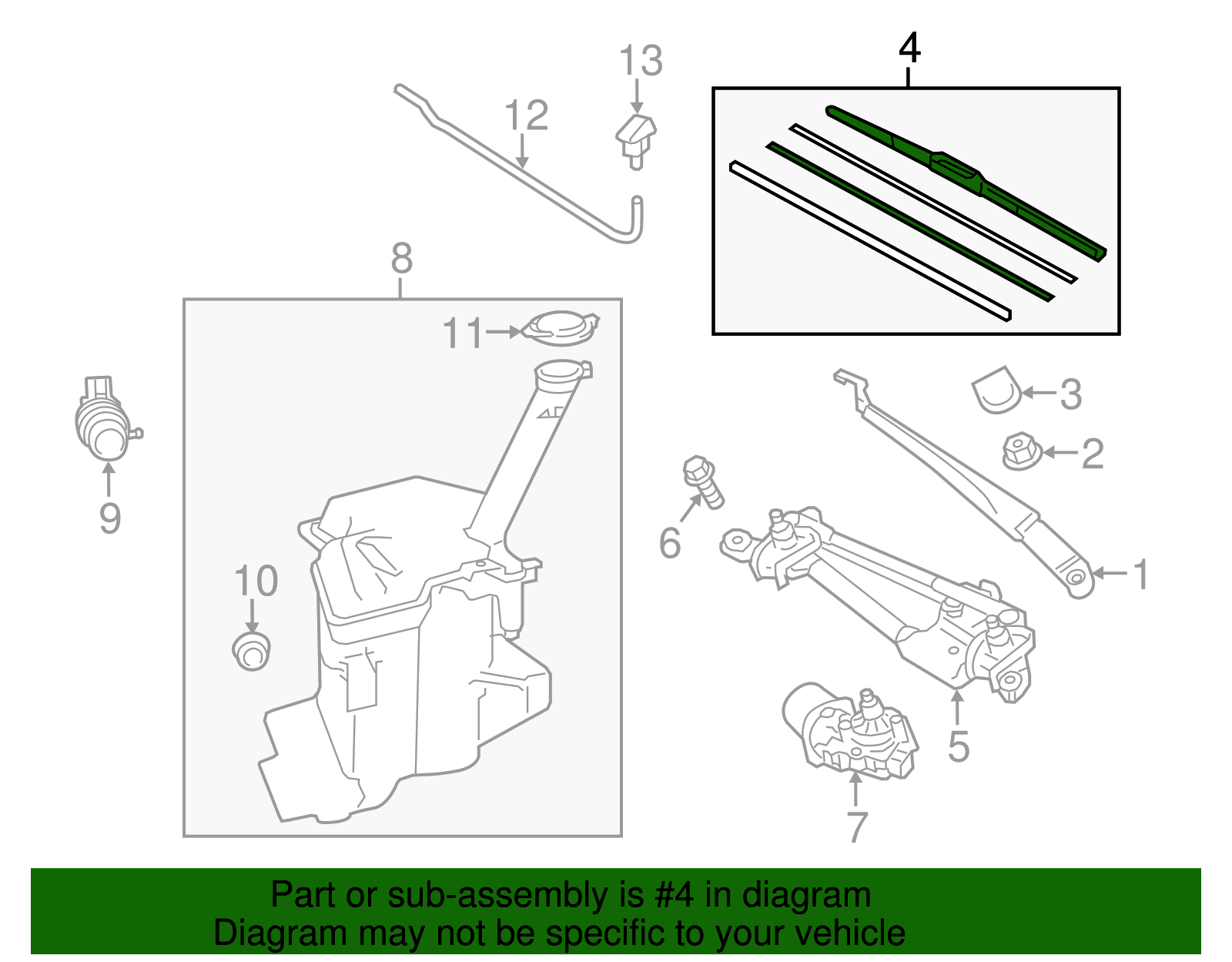 85212-52220 - Windshield Wiper Blade (Right, Front) - 2012-2025 Toyota ...