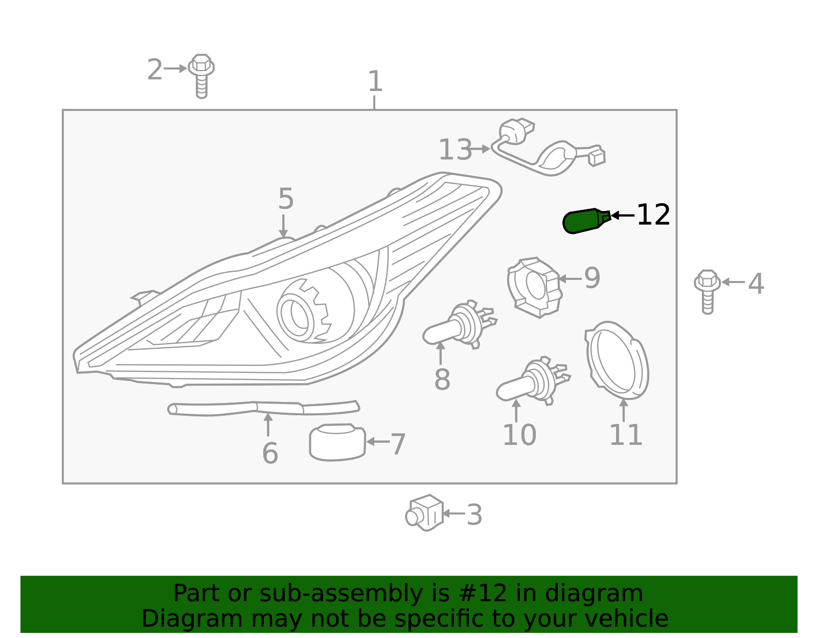 2012-2017 Hyundai Azera - Front Right or Left Turn Signal Lamp Bulb ...