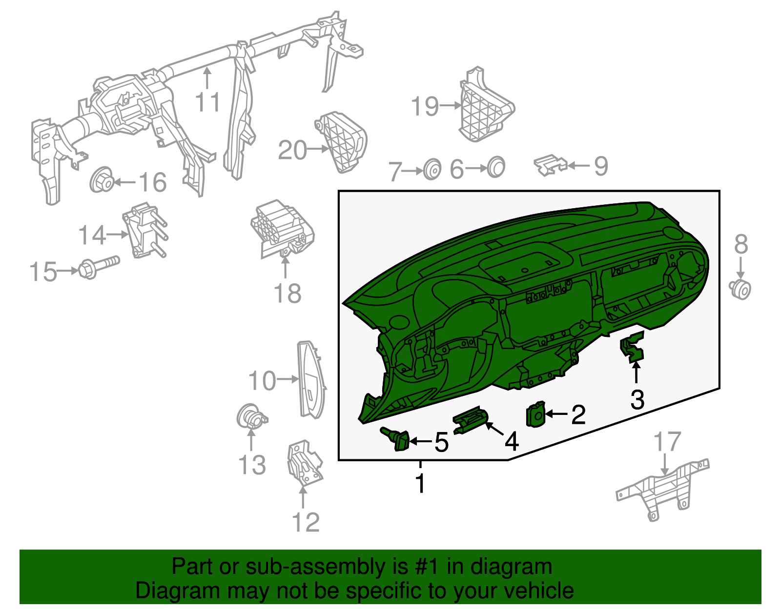 5C1-857-001-B-82V - High-Quality Dashboard Panel for 2012-2014 ...