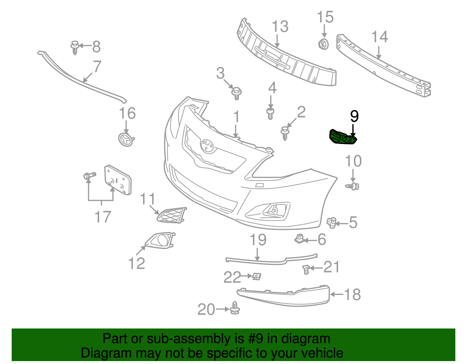2009-2010 Toyota Corolla Bumper Cover Retainer (Left, Front) 52116 ...