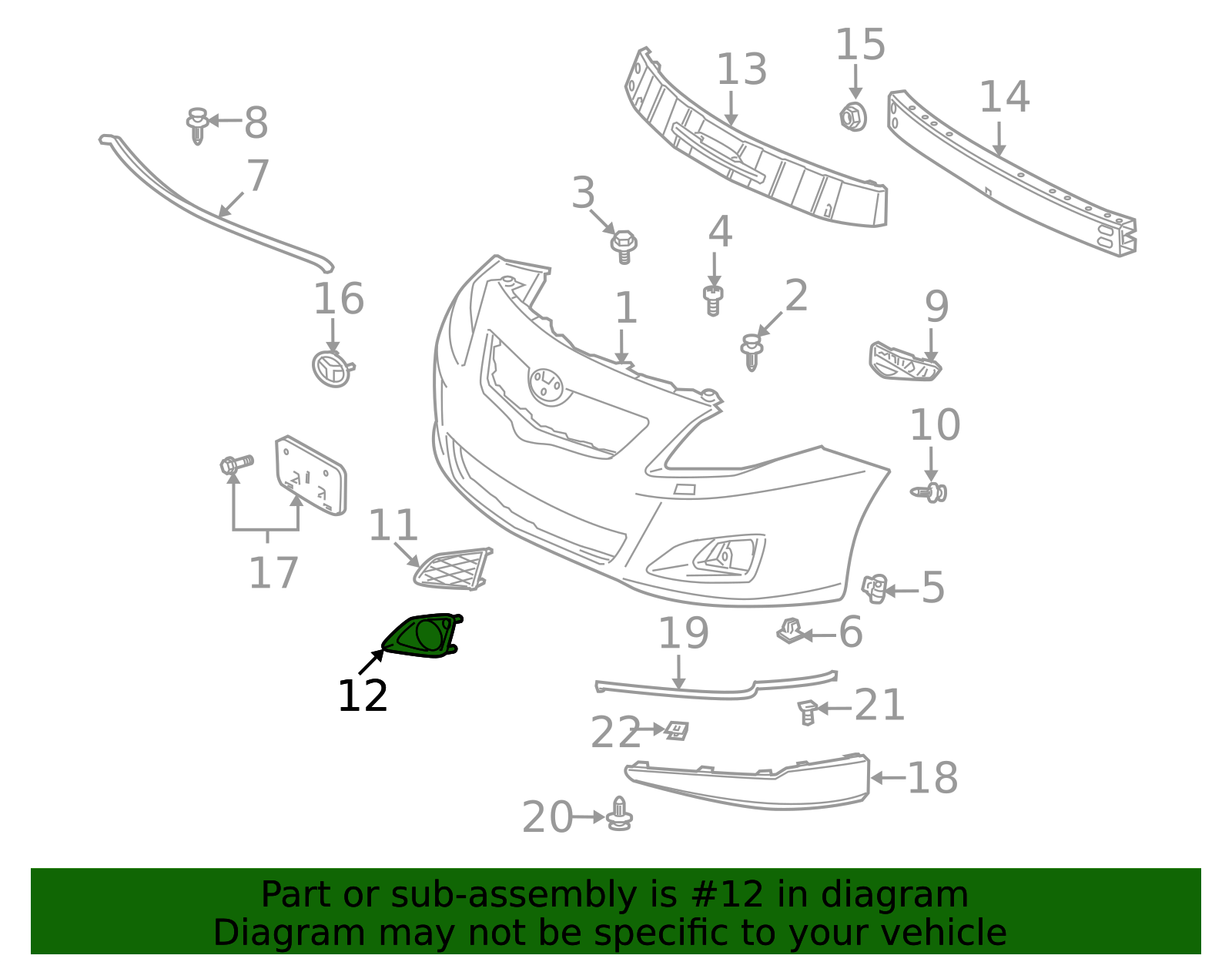 2009-2010 Toyota Corolla Cover Fog Lamp - DRIVERS SIDE 81482-02090 ...