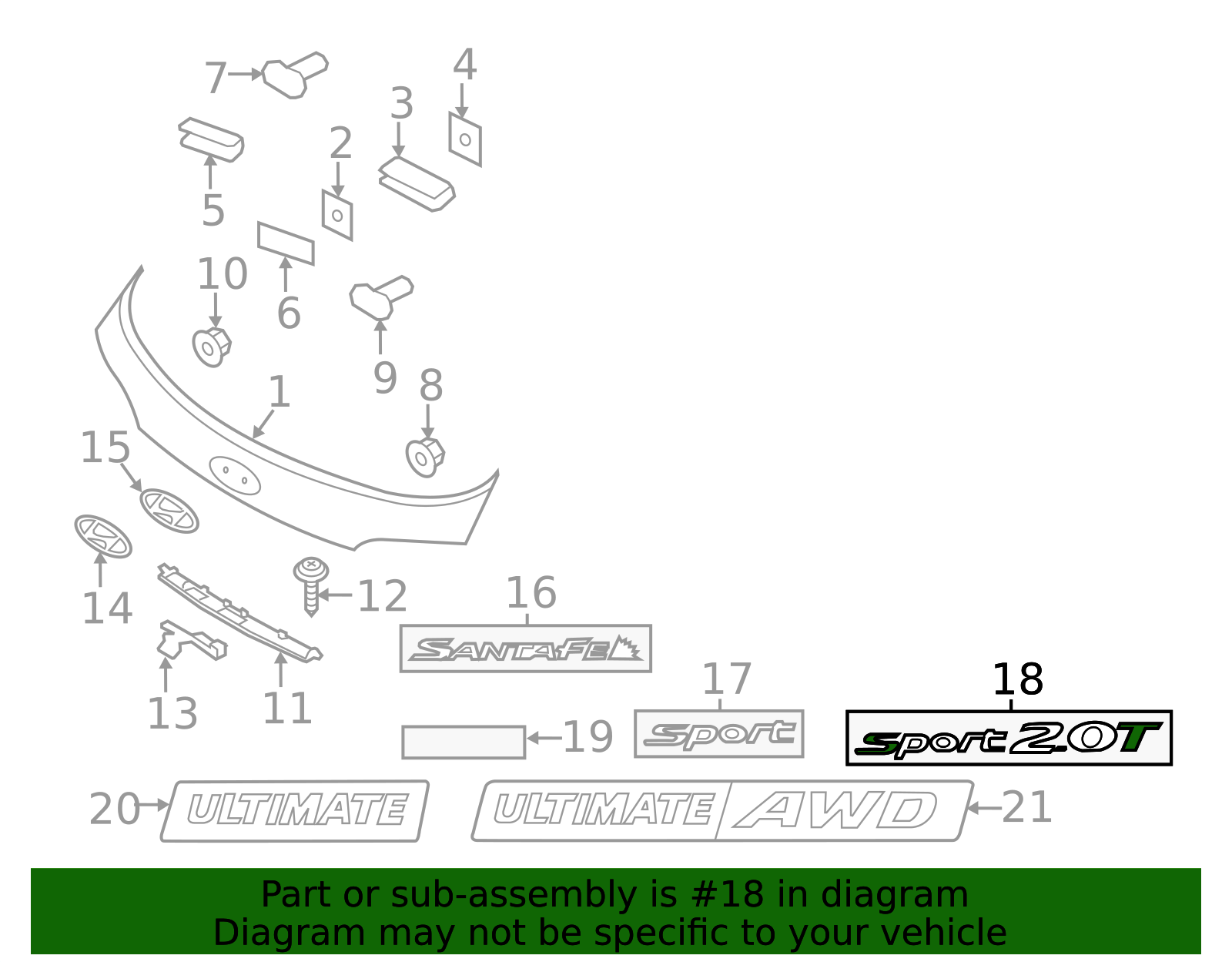 2013-2018 Hyundai Santa Fe Sport Nameplate 86313-4Z000 | MotorMotor