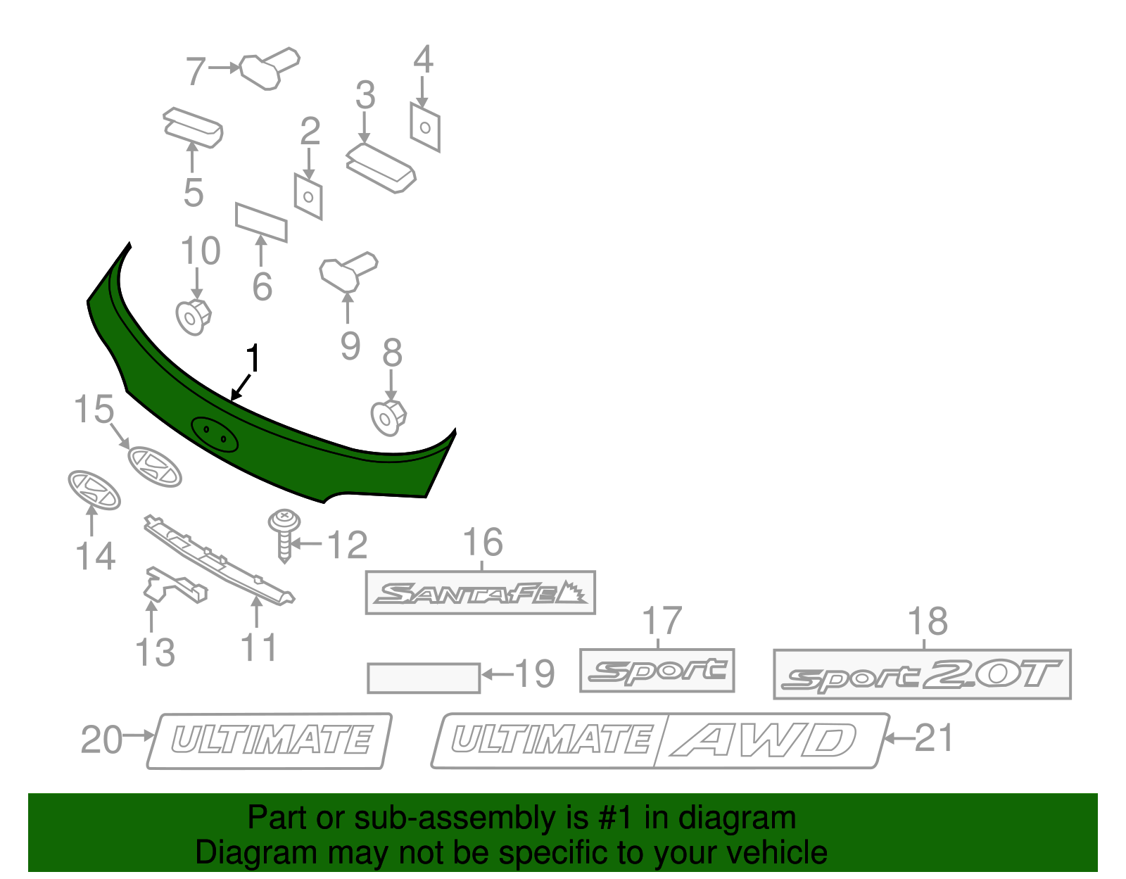 87371-4Z000 - High-Quality Liftgate Finish Panel for 2013-2018 Hyundai ...