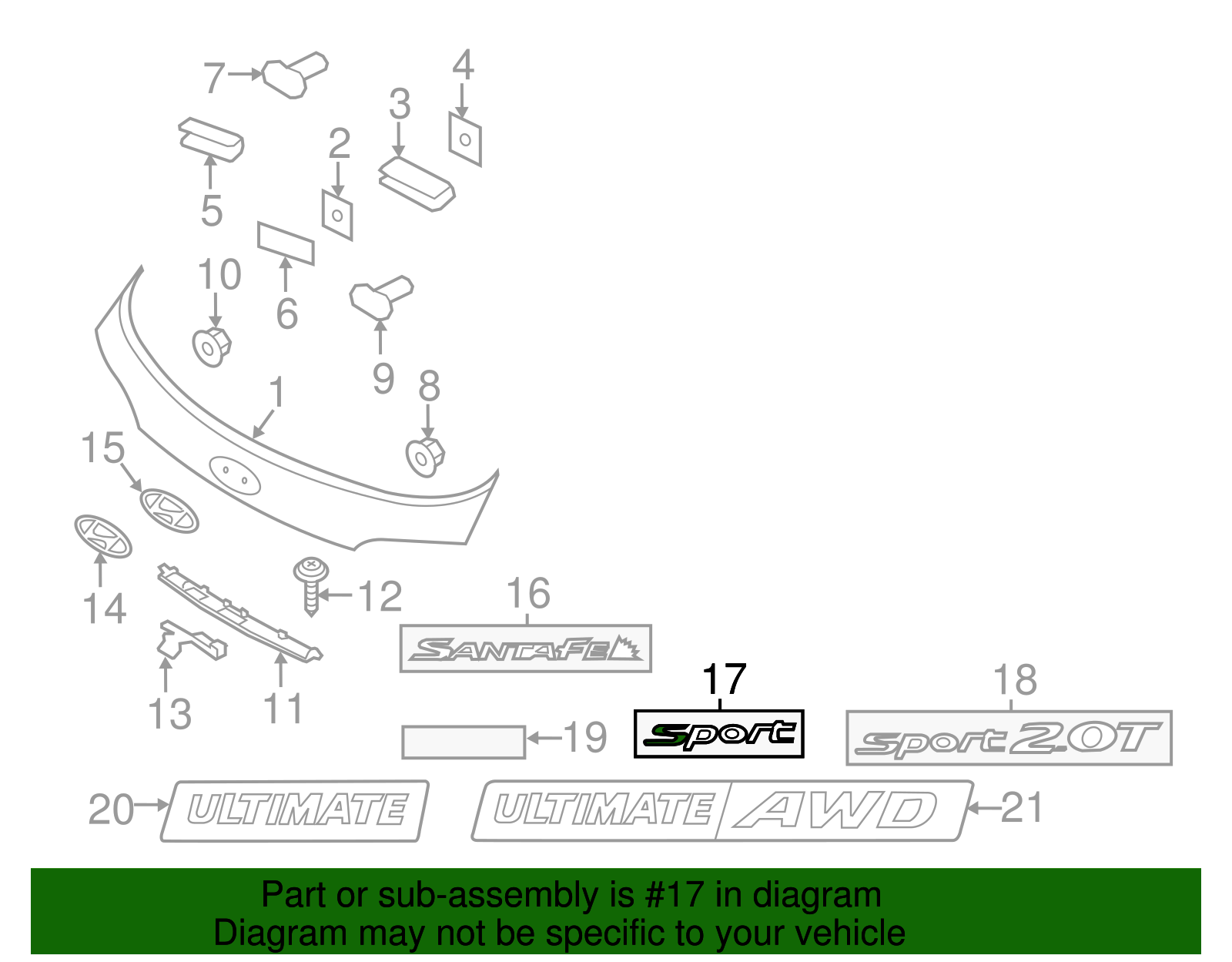 2013-2018 Hyundai Santa Fe Sport Nameplate 86312-4Z000 | OEM Parts Online