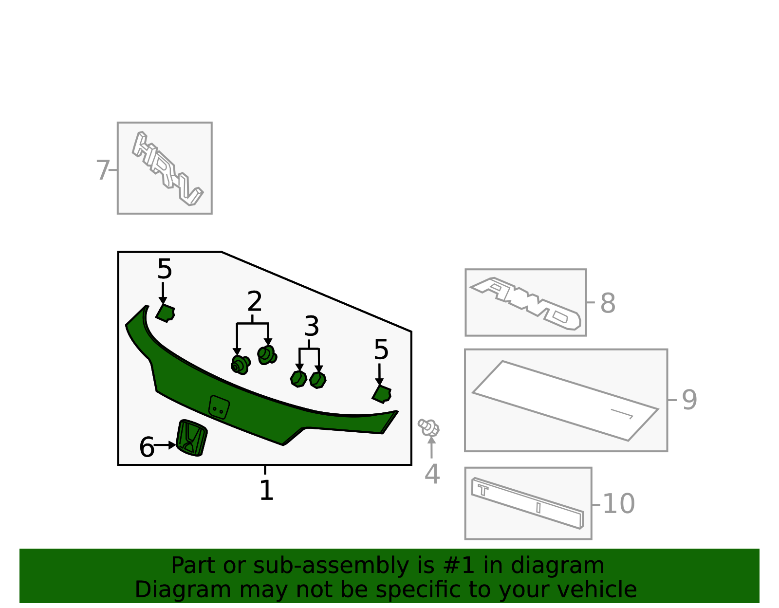 74890-T7W-A10ZG - 2019-2022 Honda HR-V - Garnish Assembly Rear License ...