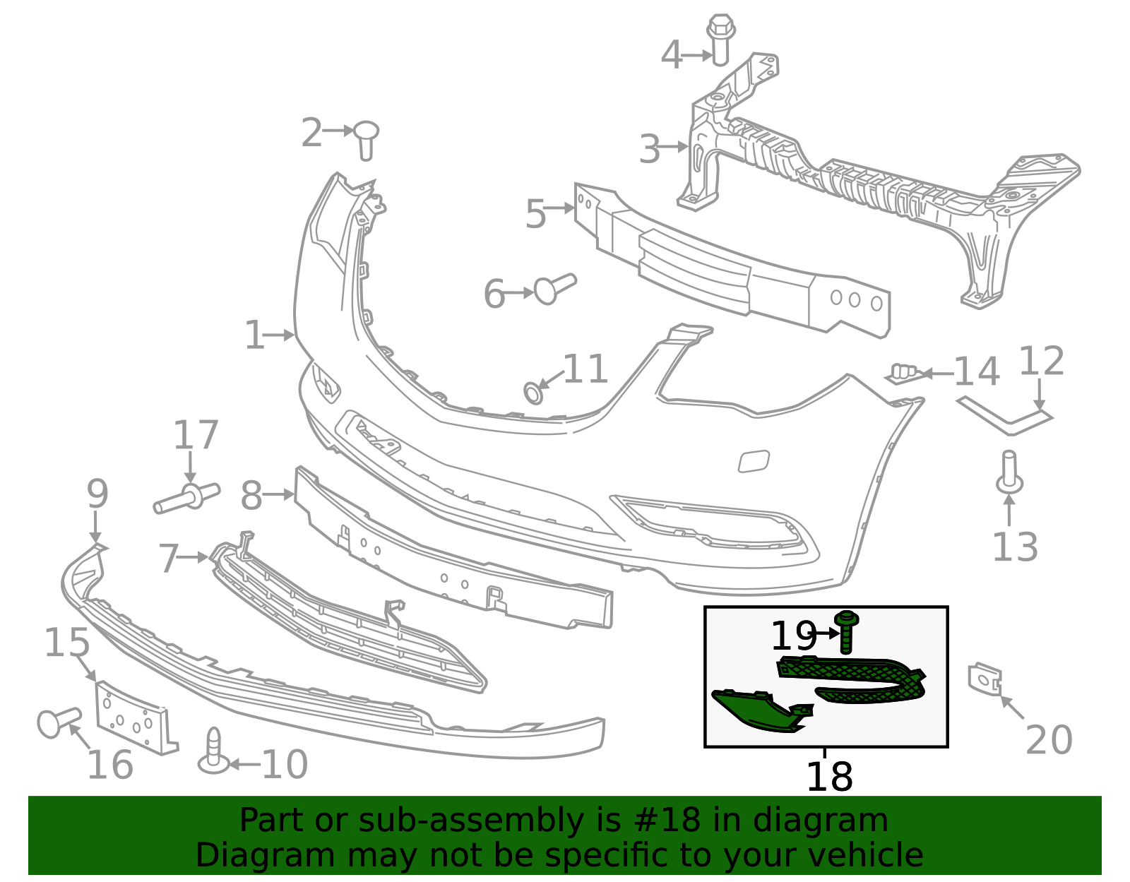 20983395 - Front Driver Side Bumper Fascia Outer Grille 2013-2017 Buick ...