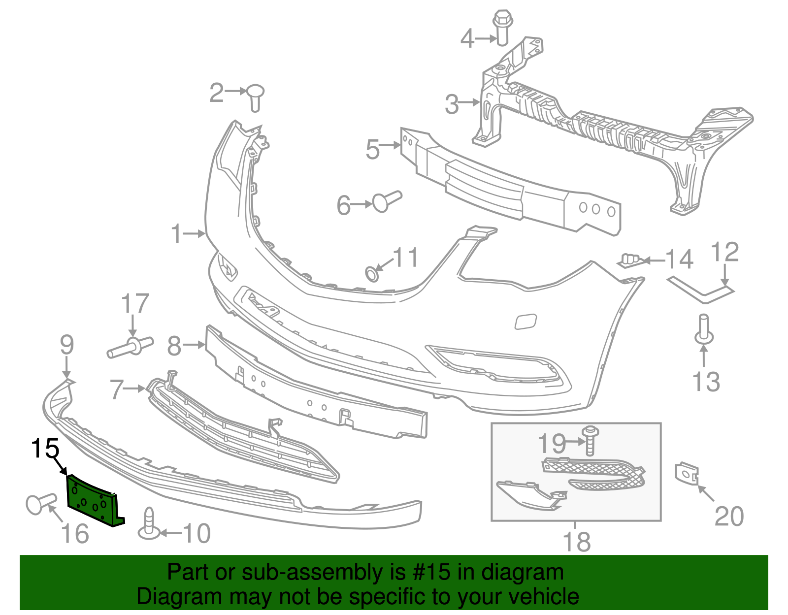 22757026 - 2013-2017 Buick Enclave - Front License Plate Bracket ...