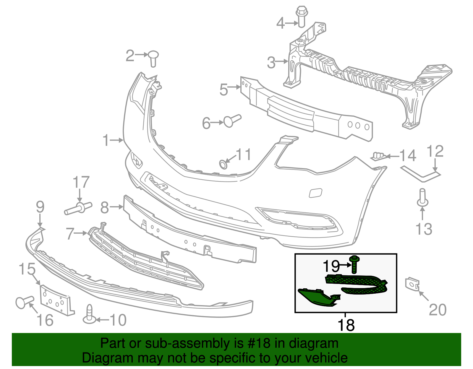 2013-2017 Buick Enclave Front Driver Side Bumper Fascia Outer Grille ...
