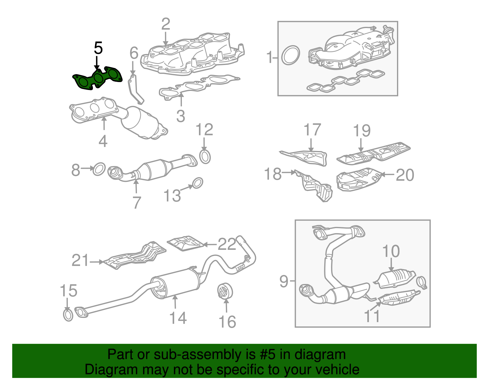 2005-2011 Toyota Exhaust Manifold Gasket (Left) 17173-0P010 | Toyota ...