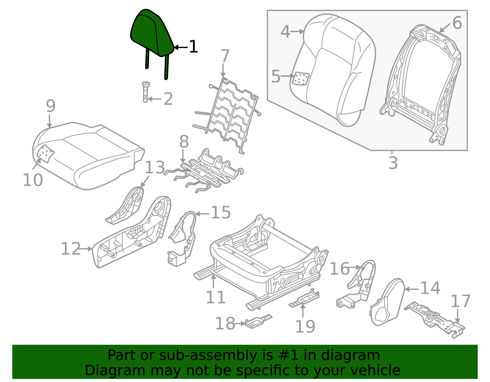 2021-2025 Nissan Rogue Headrest 86400-6RA0B | QuirkParts