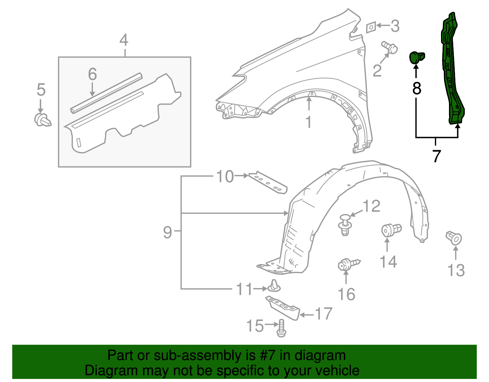 2013-2018 Toyota RAV4 Fender Filler Panel 53828-0R030 | Toyota Parts Center