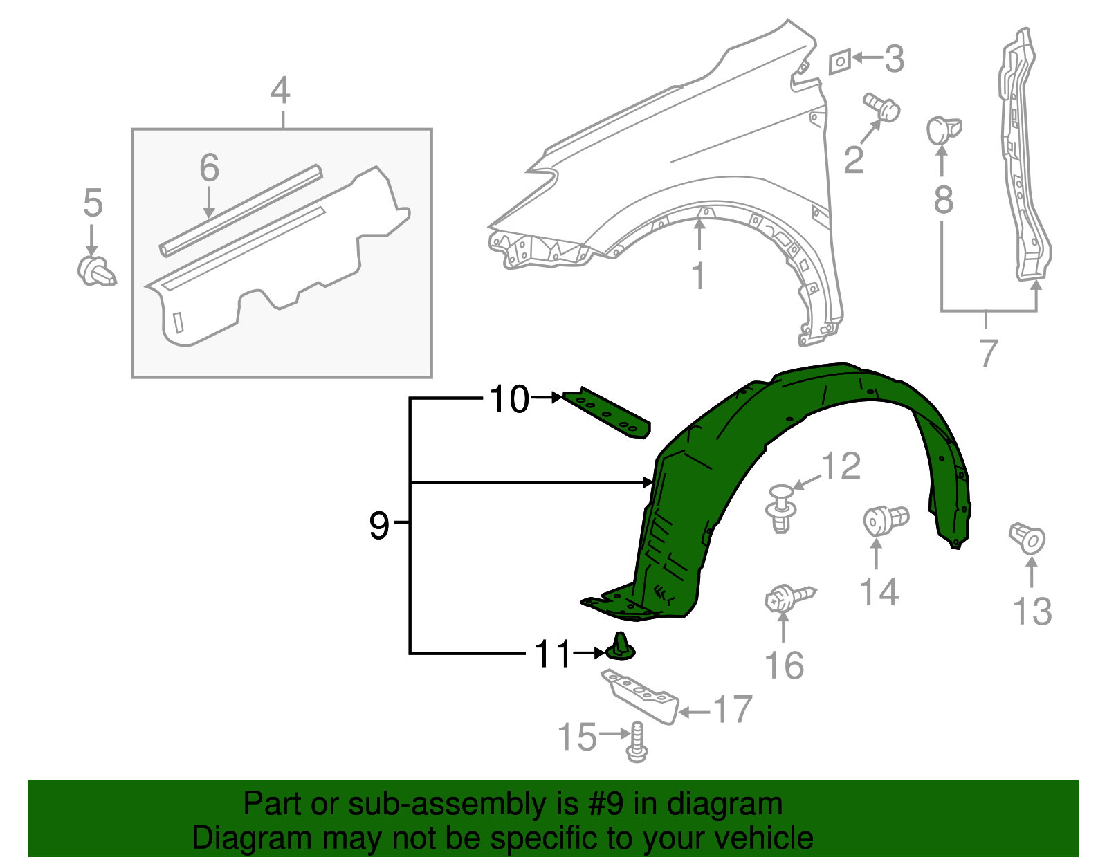 OEM 2013-2018 Toyota RAV4 Fender Splash Shield Part # 53875-42080 ...