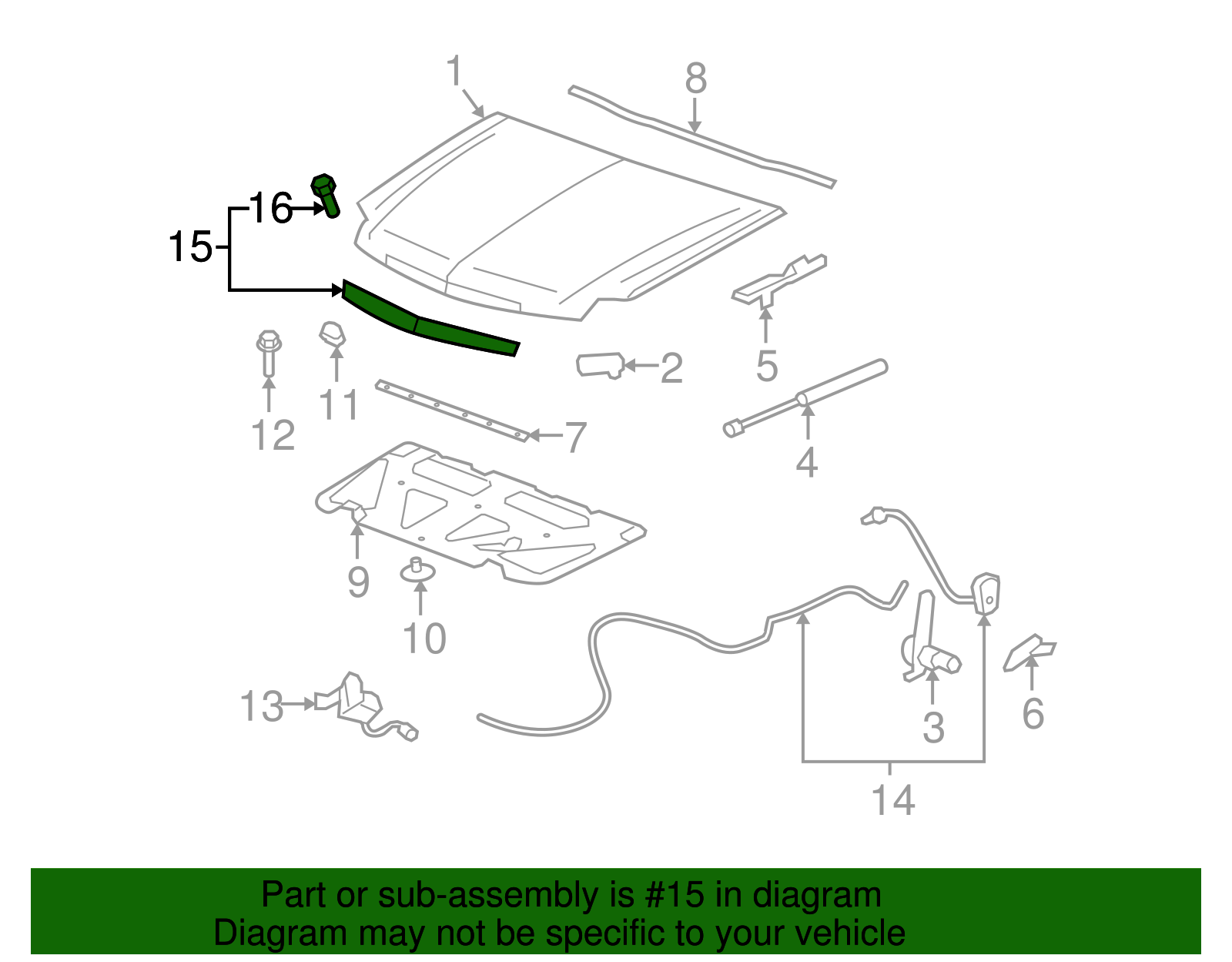 2007-2014 Cadillac Bright Chrome Hood Front Molding 15907251 GM ...