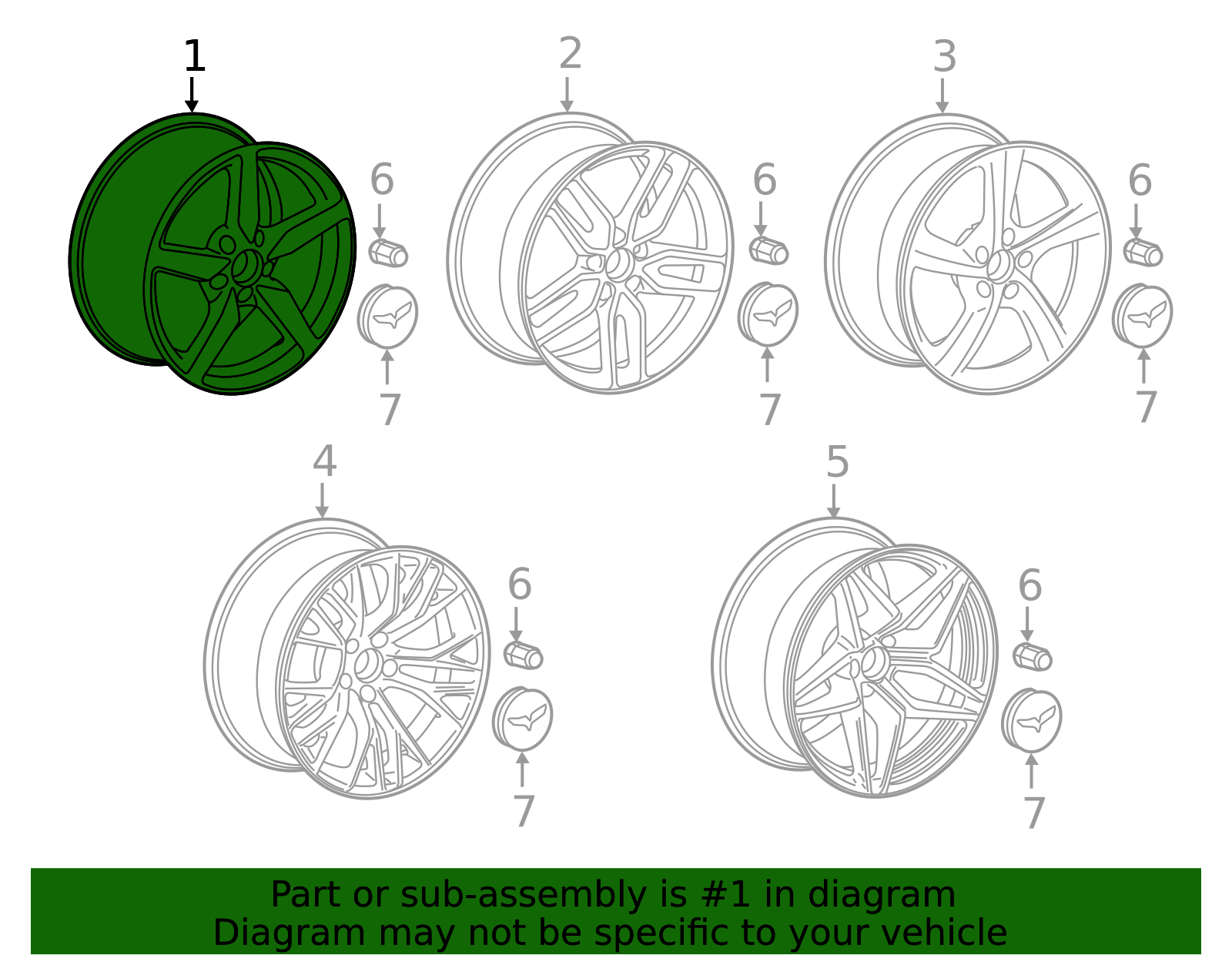2015-2019 Chevrolet Corvette 20 Wheel, Rear, Chrome 5 Spoke 19302115 ...