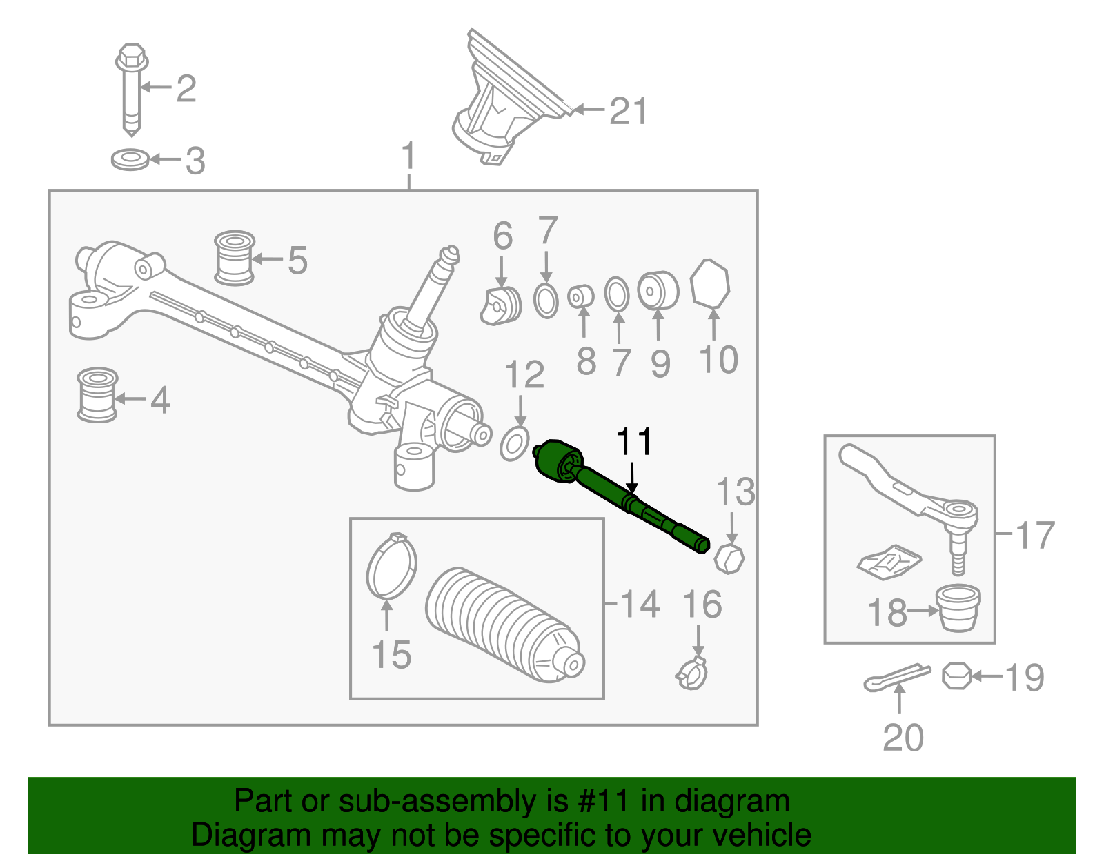 53010-T7W-003 - Inner Tie Rod 2016-2022 Honda HR-V | Honda Parts Online